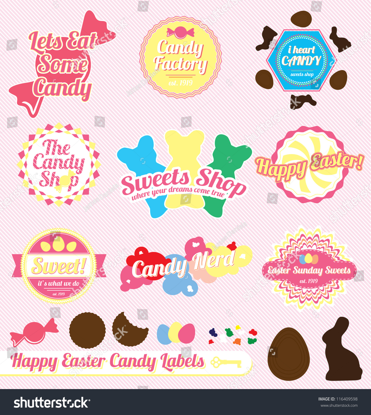 Vector Set Vintage Easter Candy Labels Stock Vector (Royalty Free ...