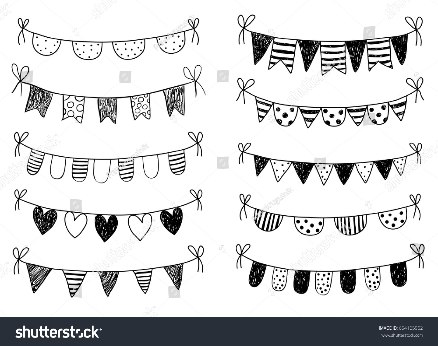 Vector Set Hand Drawn Doodle Buntings Stock Vector (Royalty Free ...