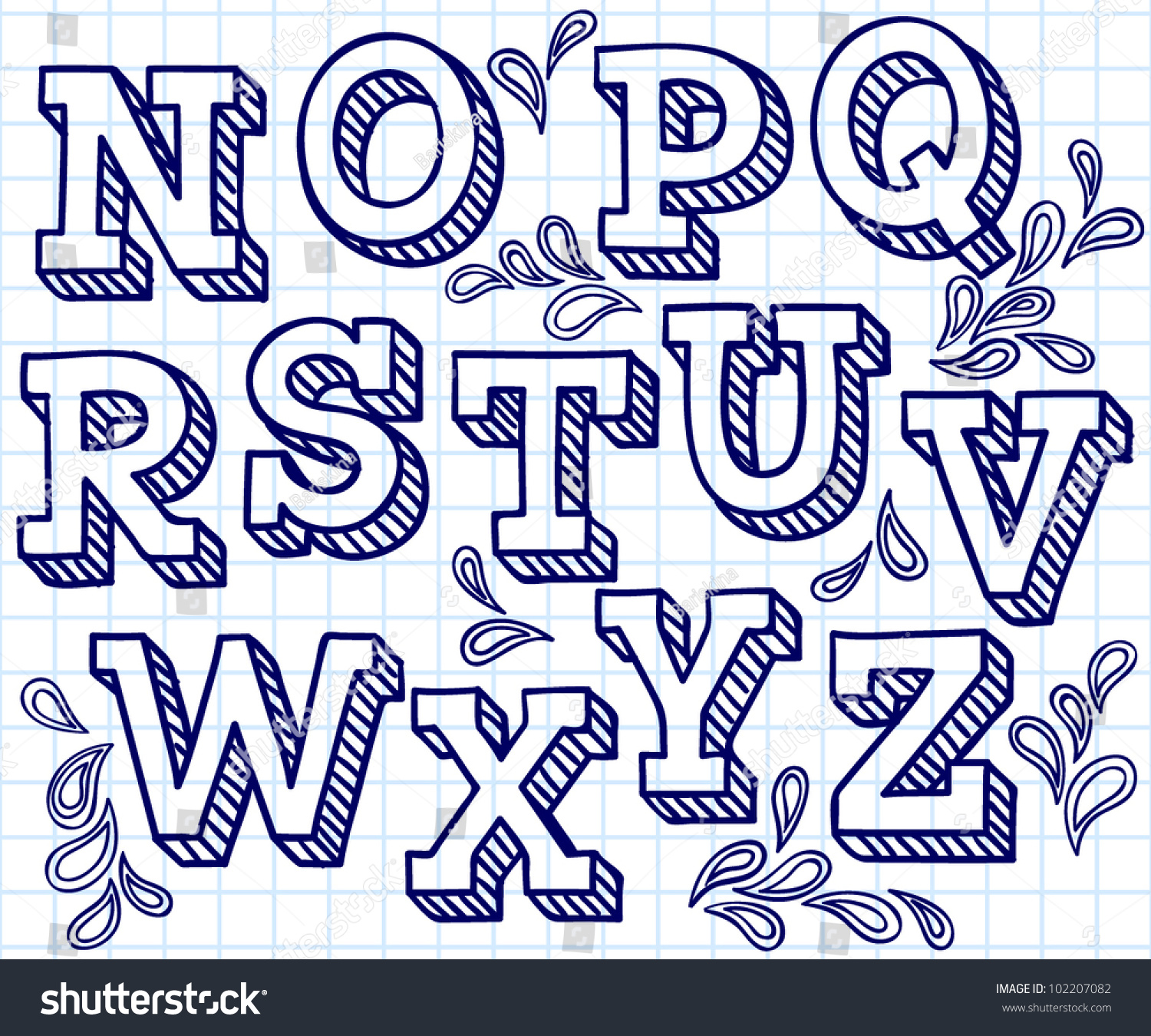 Vector Set Hand Written Abc Letters Stock Vector (Royalty Free) 102207082