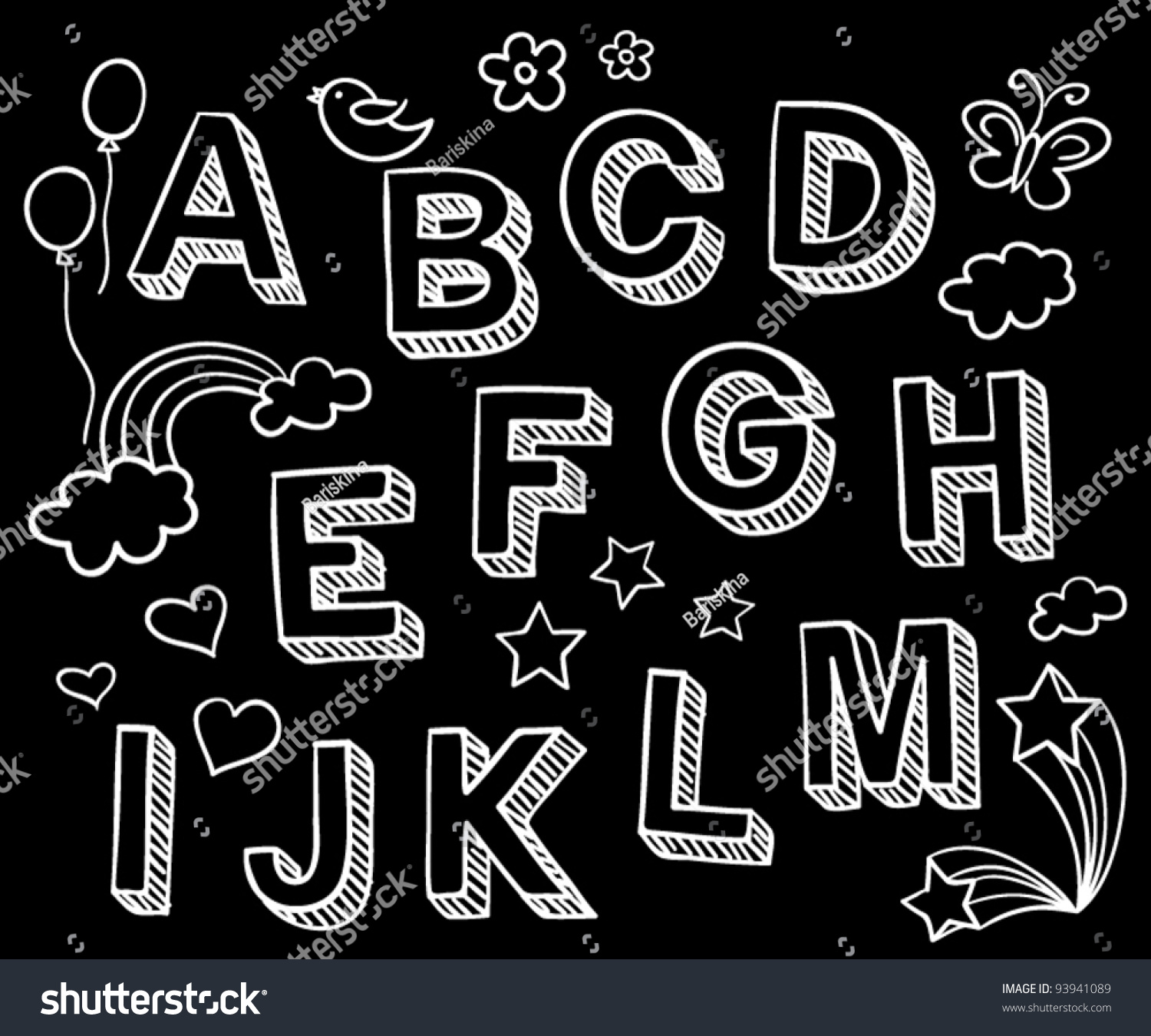 Vector Set Hand Written Abc Letters Stock Vector (Royalty Free) 93941089