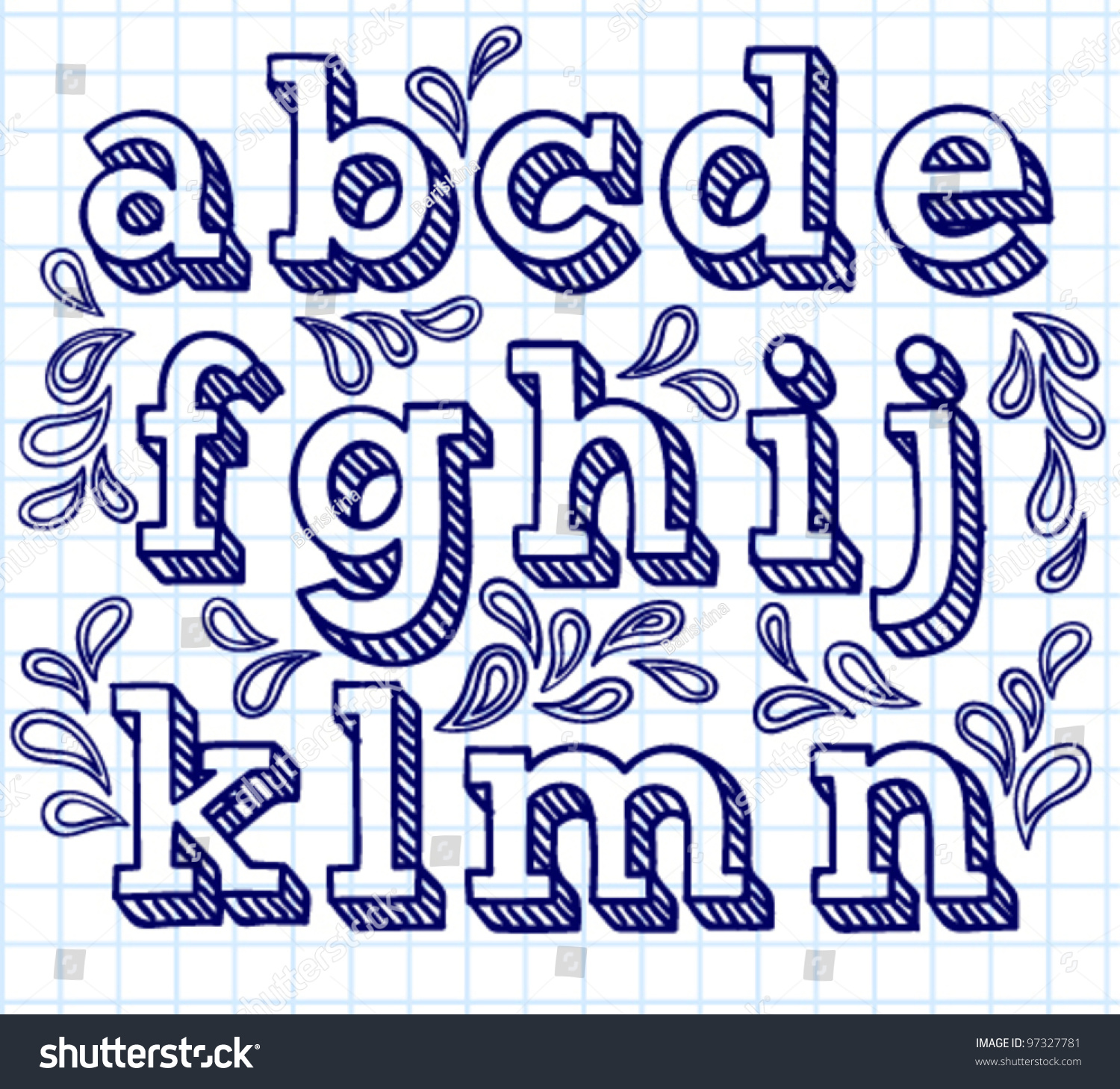 Vektor Stok Vector Set Hand Written Abc Letters (Tanpa Royalti ...