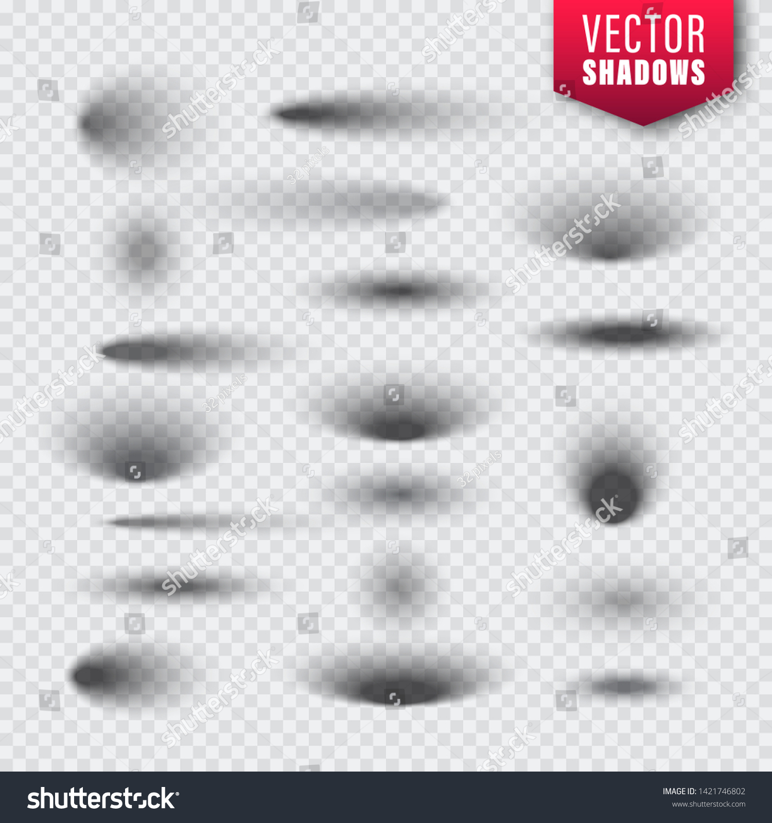 Vector Shadows Set On Transparent Background Stock Vector (Royalty Free ...