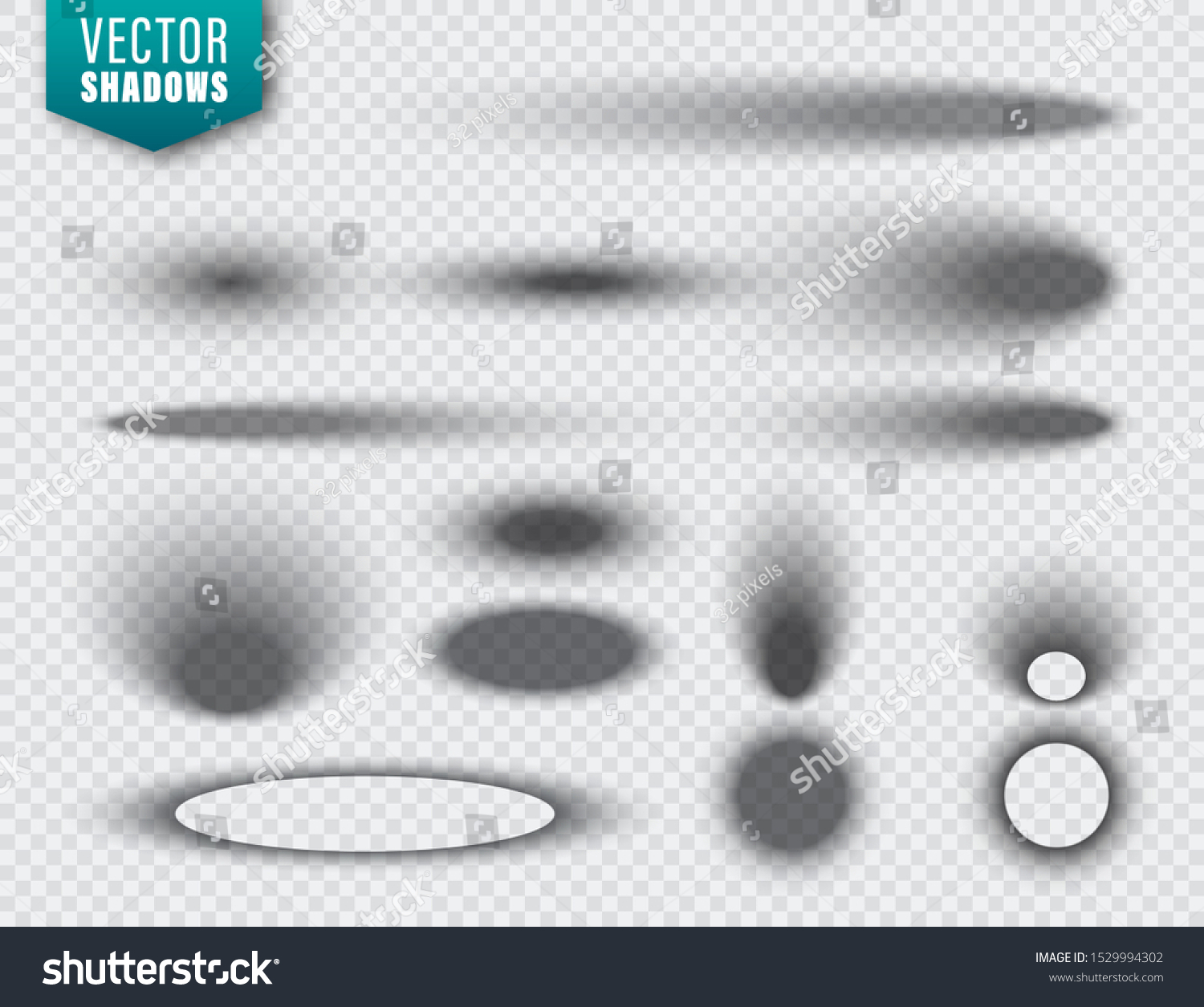 Vector Shadows Set On Transparent Background 库存矢量图（免版税）1529994302 ...