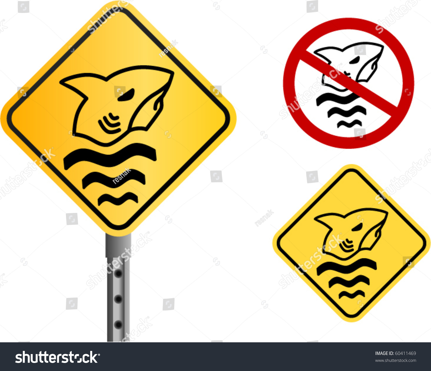 Vector Shark Warning Signs And No Stock Vector (Royalty Free) 60411469 ...