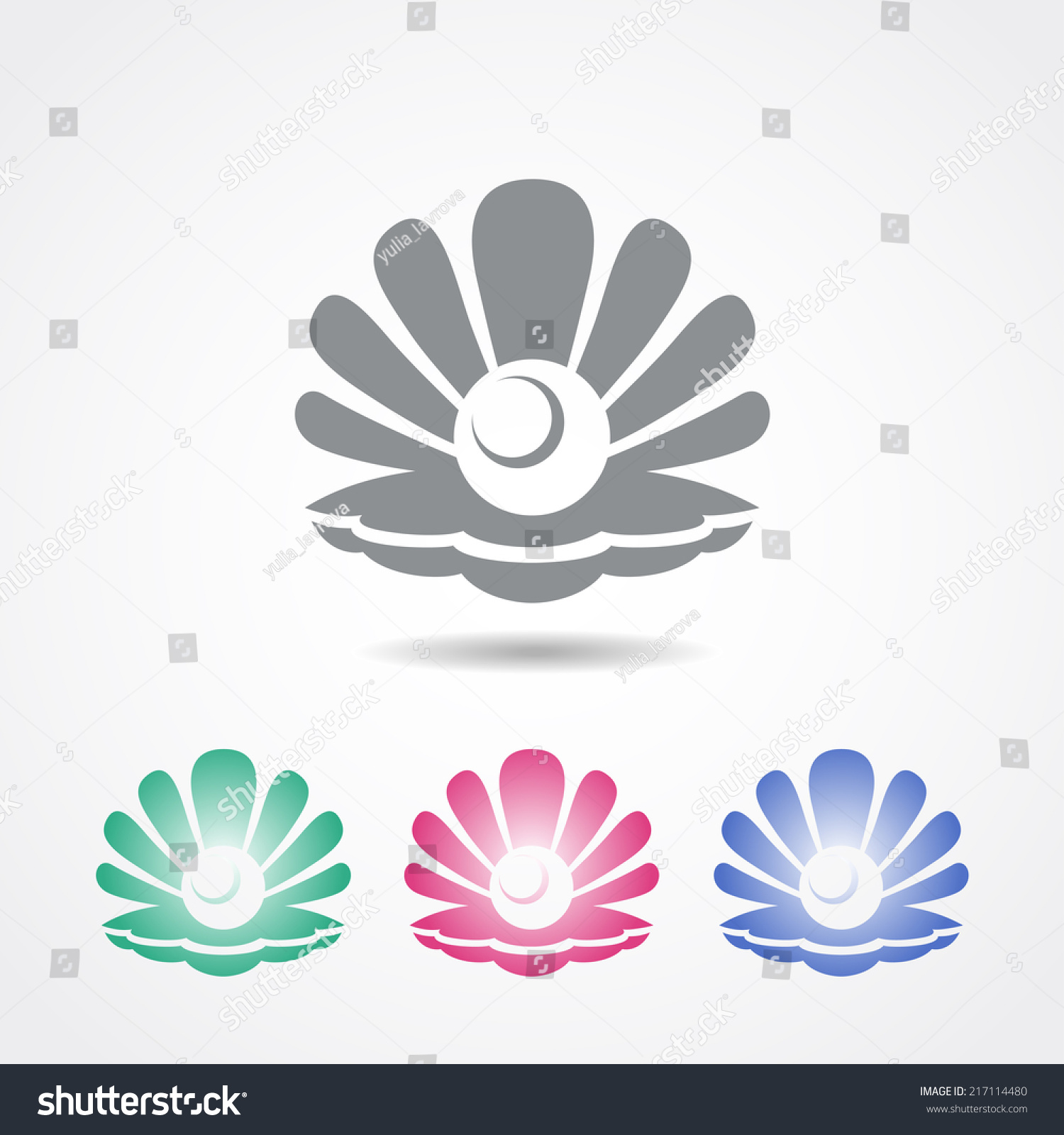Vector Shell Icon Pearl Inside Different Stock Vector (Royalty Free ...
