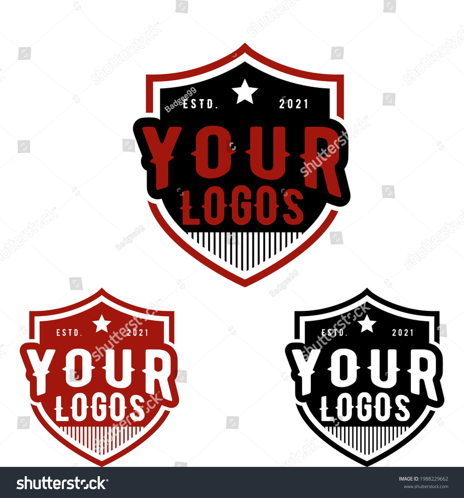 Vector Shield Badge Emblem Logos Stock Vector (Royalty Free) 1988229662