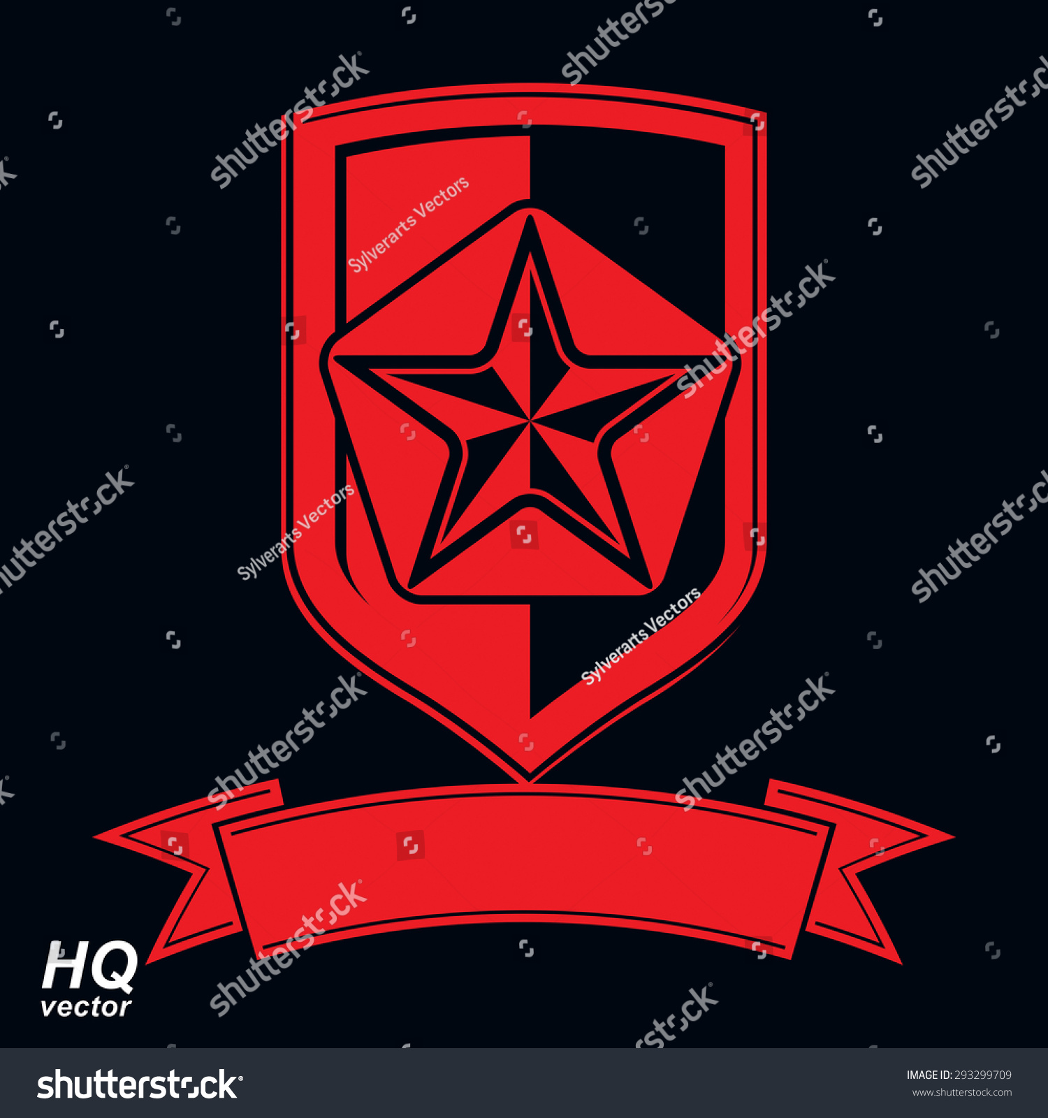 Vector Shield Red Pentagonal Star Protection Stock Vector (Royalty Free ...