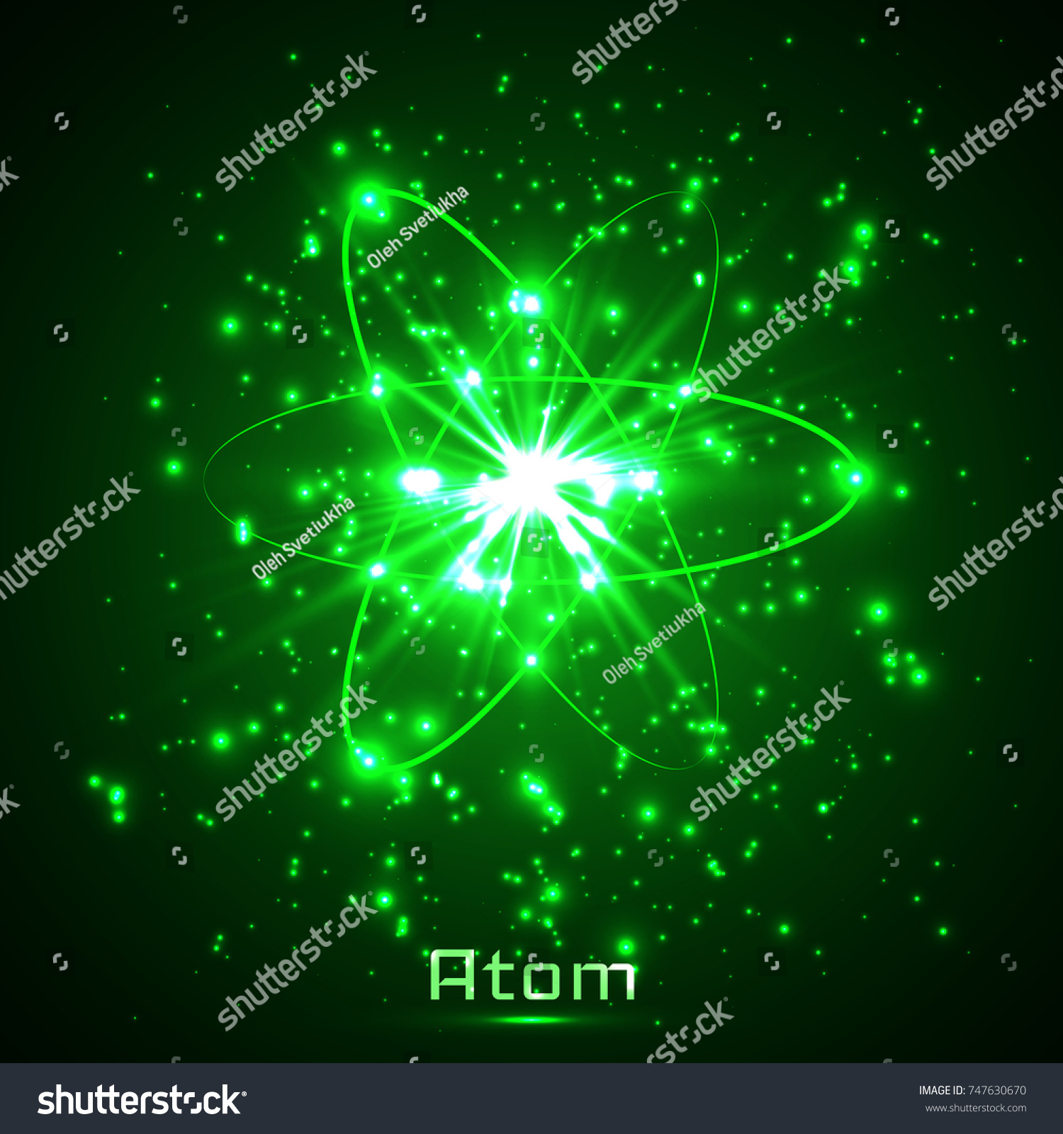 Vector Shining Neon Lights Atom Model Stock Vector (Royalty Free ...