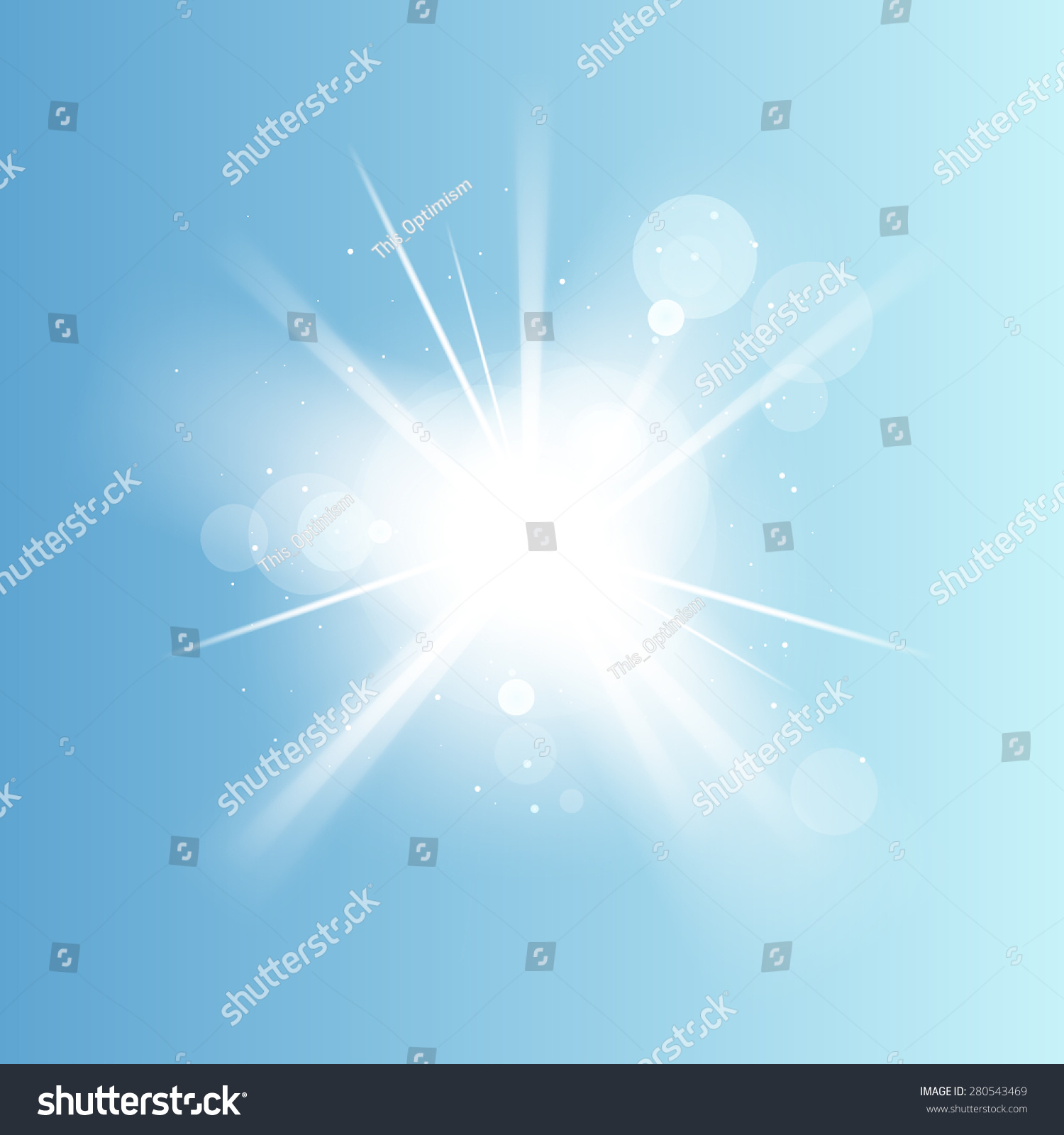Vector Shining Sun Rays Blue Sky Stock Vector (Royalty Free) 280543469 ...