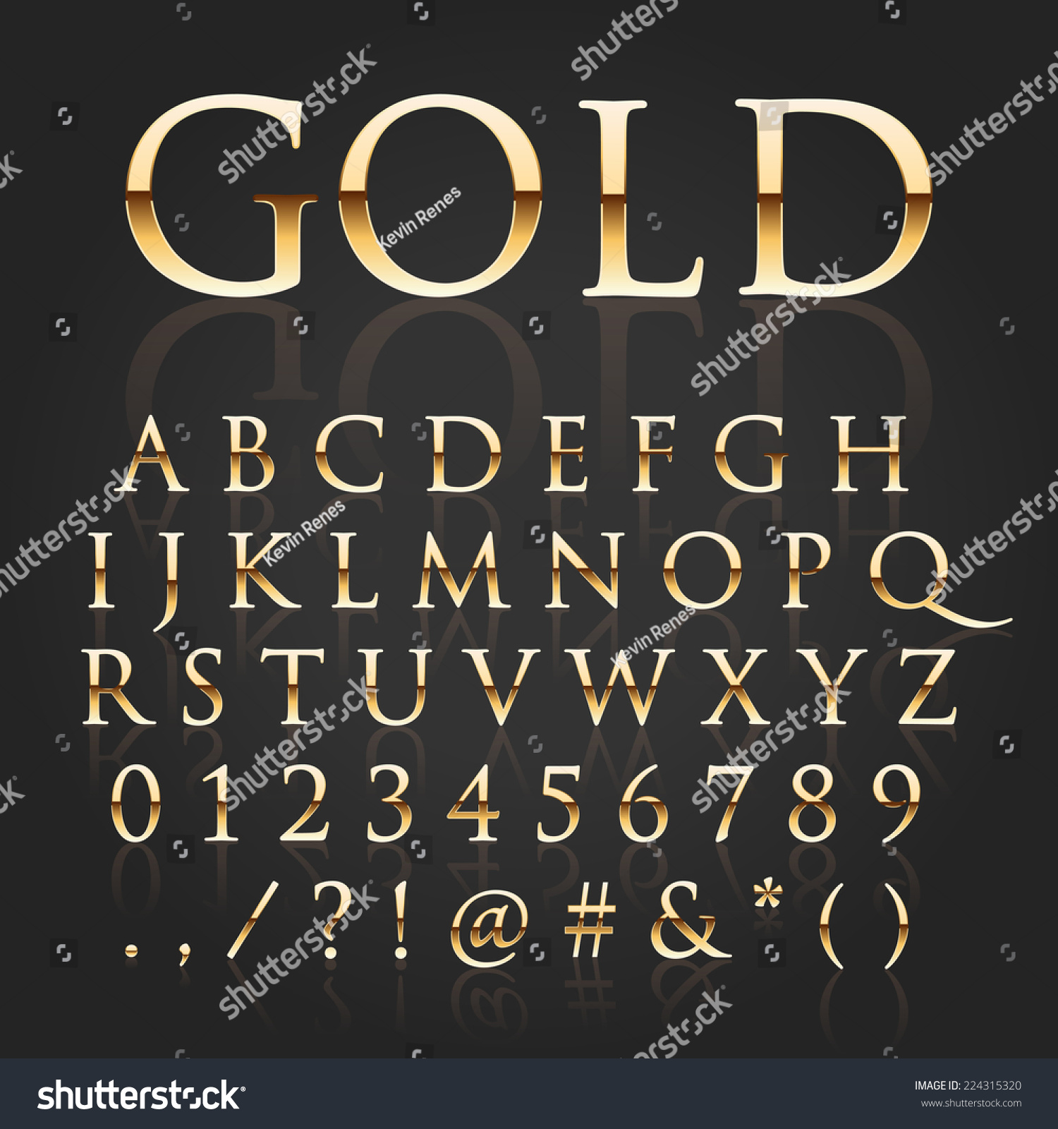 Vector Shiny Gold Letters: vector de stock (libre de regalías ...