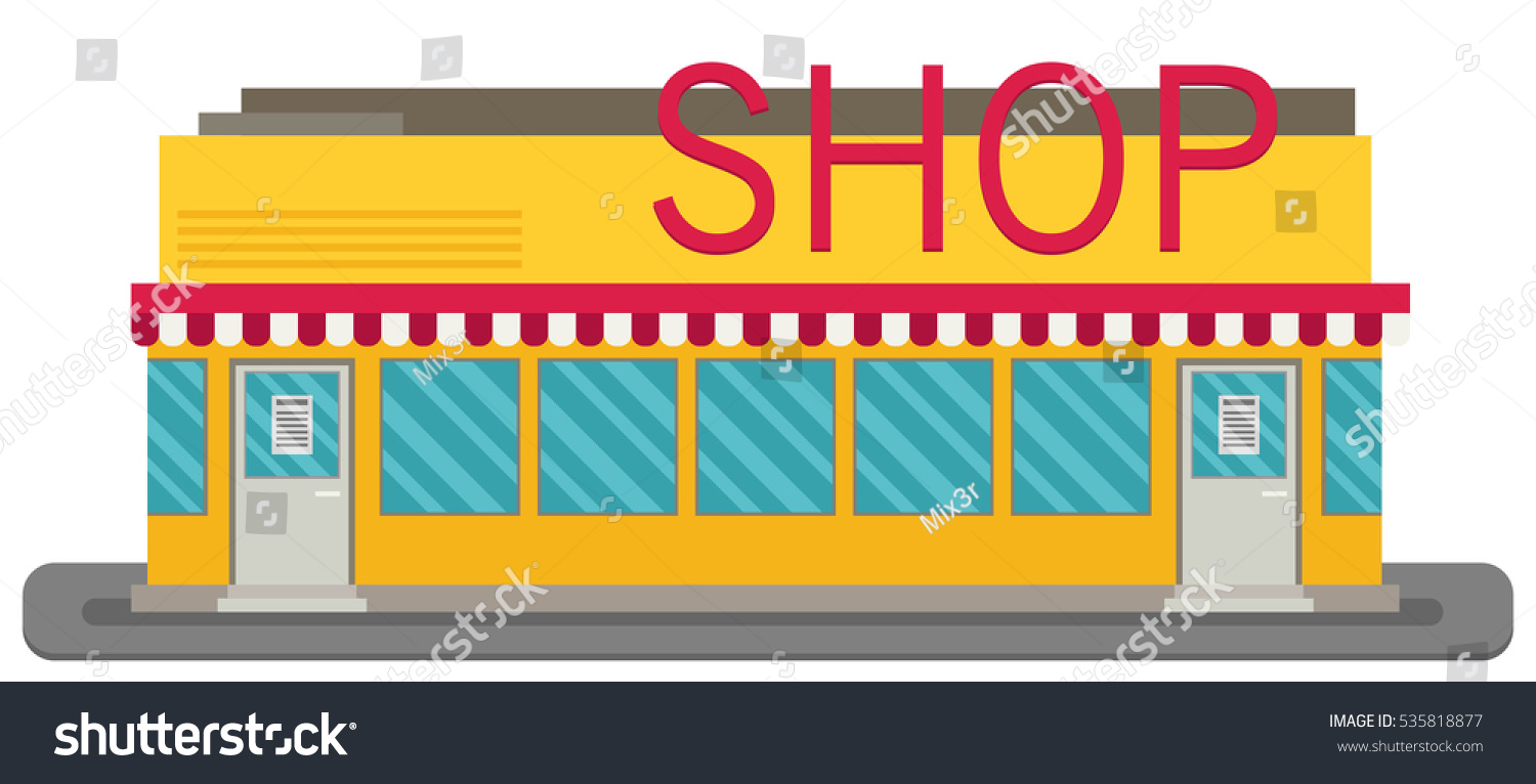 Vektor Stok Vector Shop Store Building Illustration (Tanpa Royalti ...