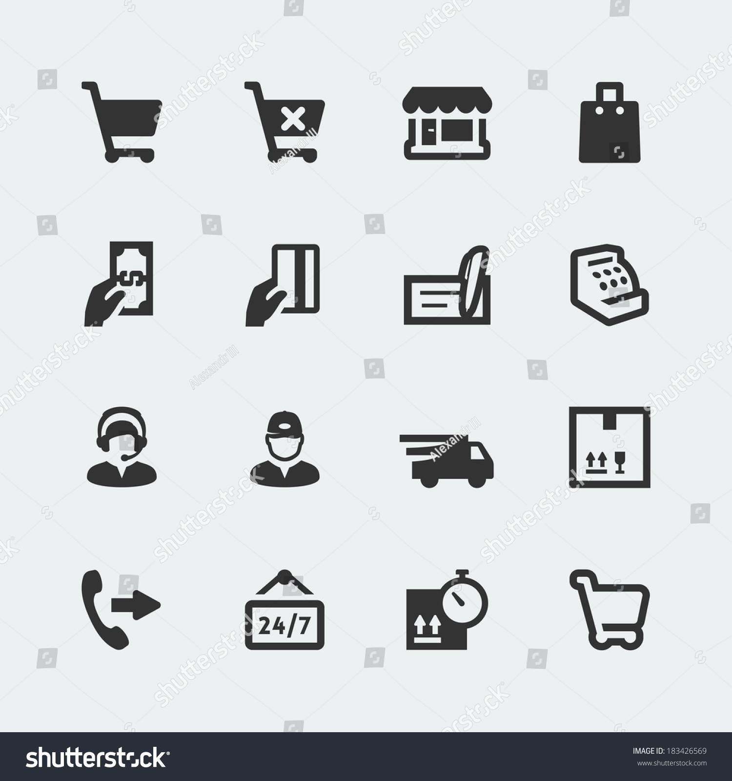 Vector Shopping Estore Mini Icons Set Stock Vector (Royalty Free) 183426569