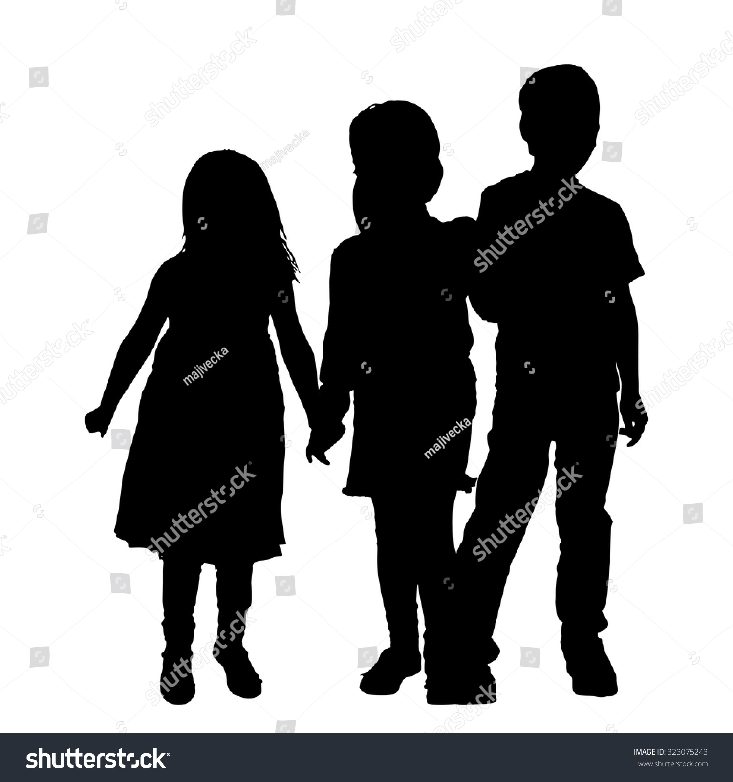 Vector Siblings Silhouette On White Background: เวกเตอร์สต็อก (ปลอดค่า ...