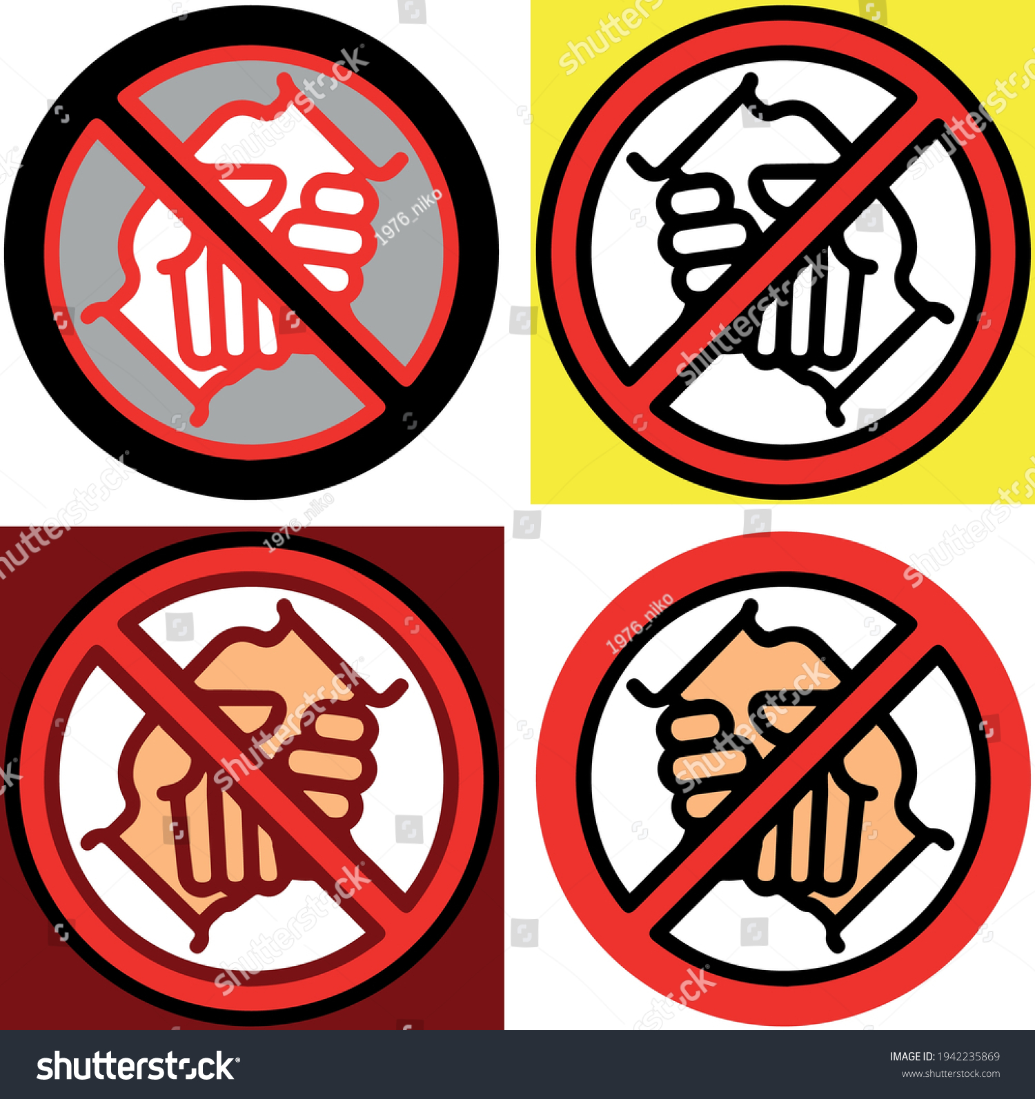 Vector Sign No Shake Hands Stock Vector (Royalty Free) 1942235869