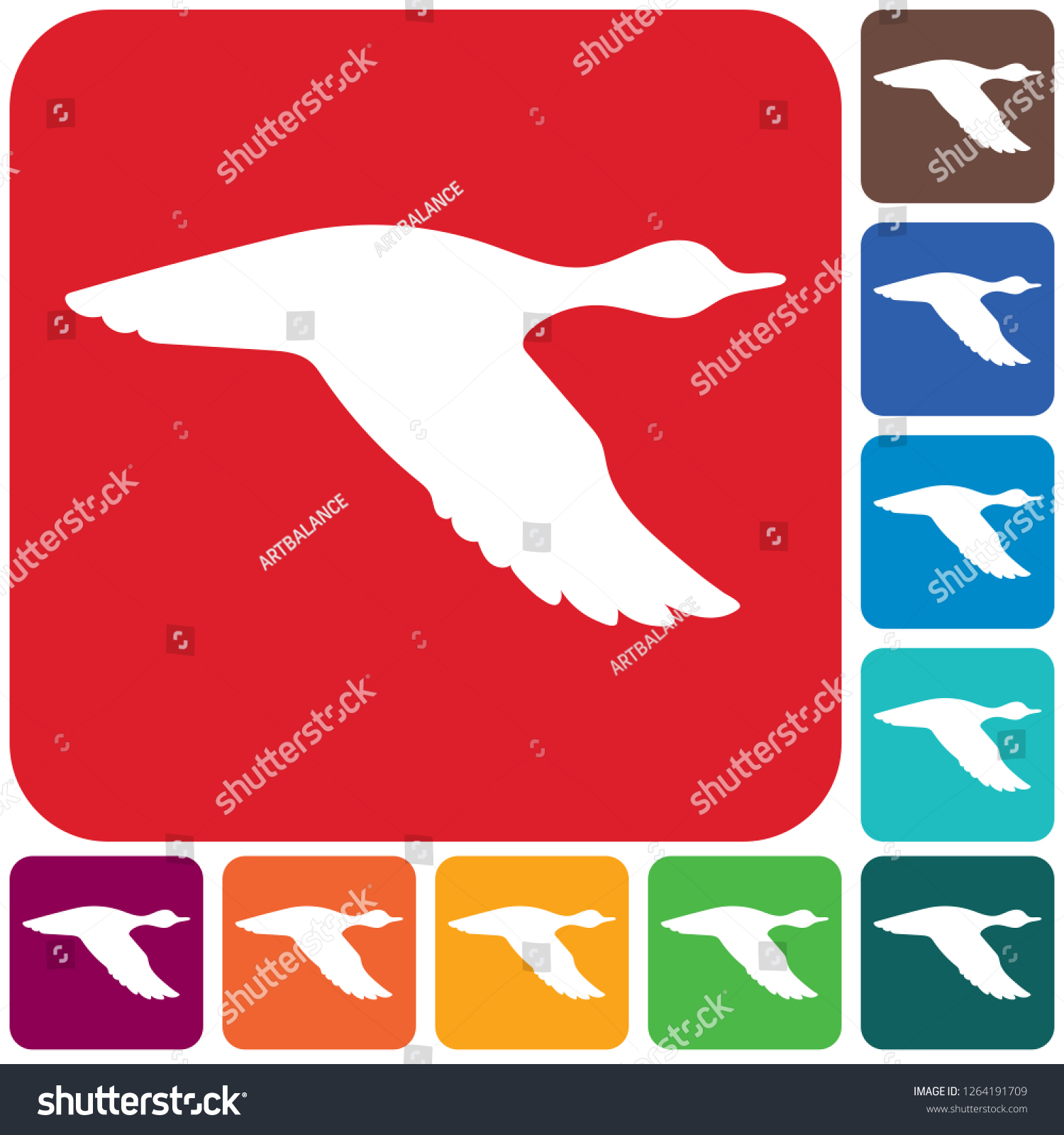 Vector Silhouette Flying Duck Vector Illustration Stock Vector (Royalty ...