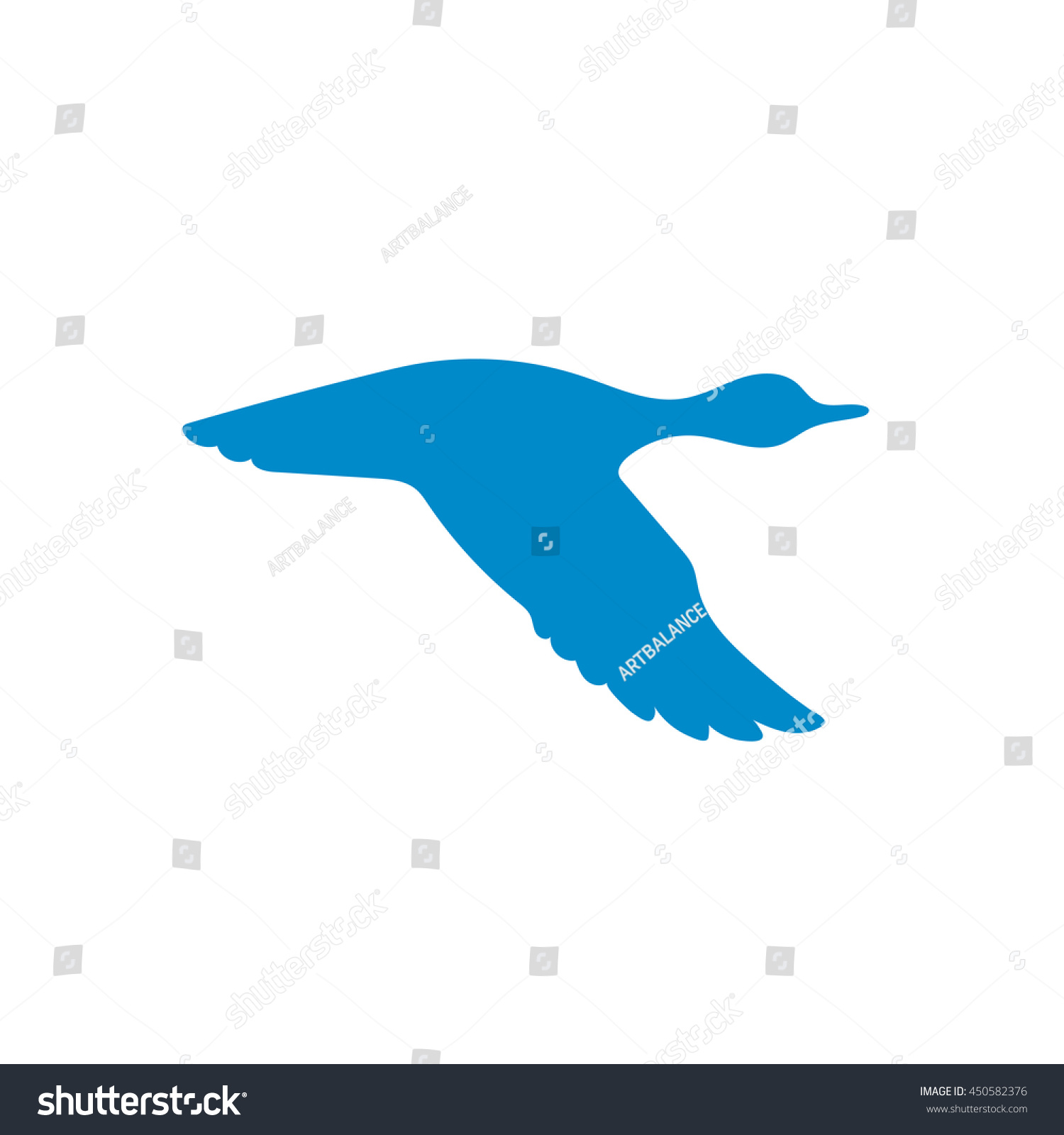 Vector Silhouette Flying Duck Vector Illustration Stock Vector (Royalty ...