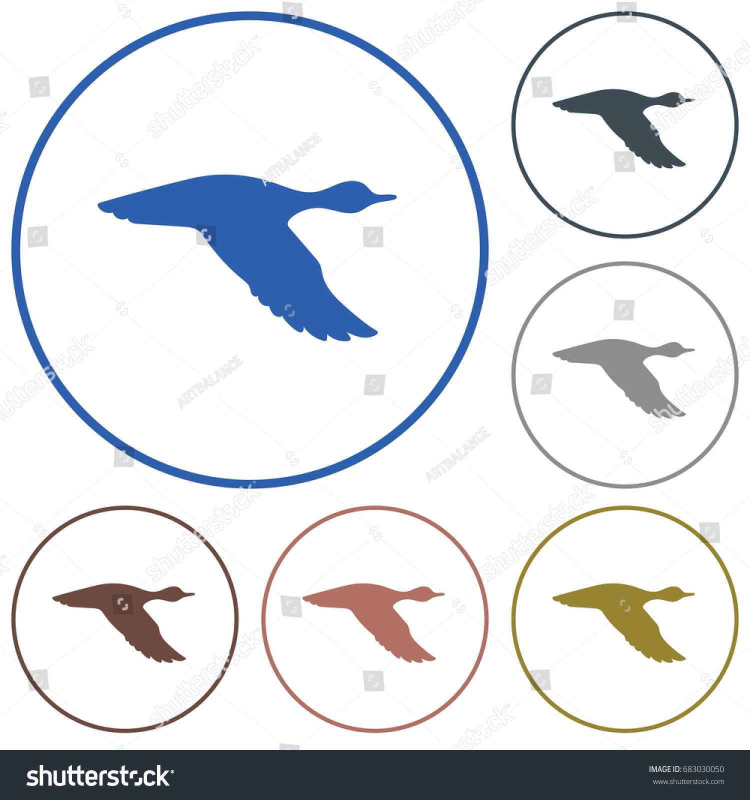 Vector Silhouette Flying Duck Vector Illustration Stock Vector (Royalty ...