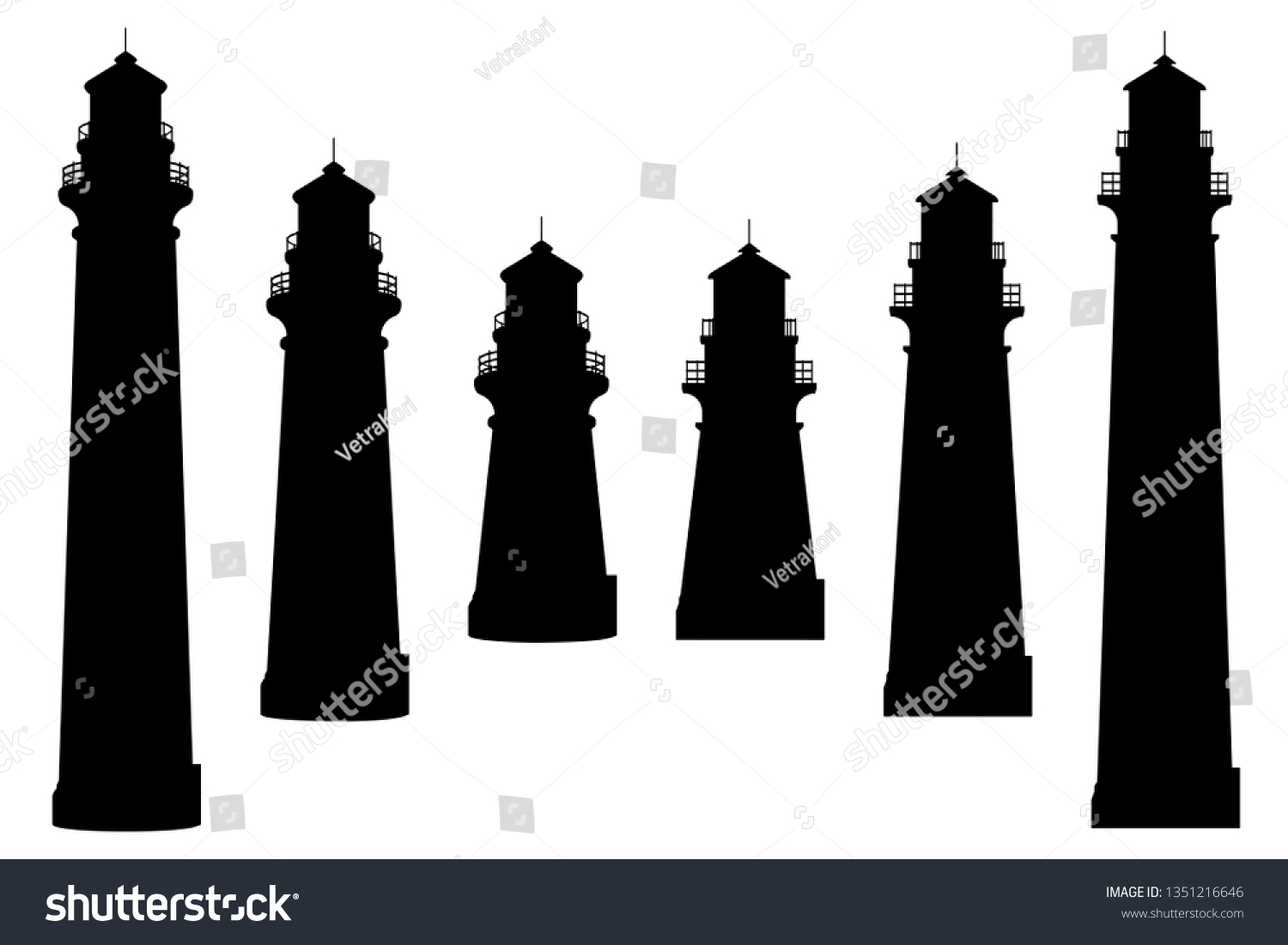 Vector Silhouette Graphic Black Lighthouse Shape Stock Vector (Royalty ...