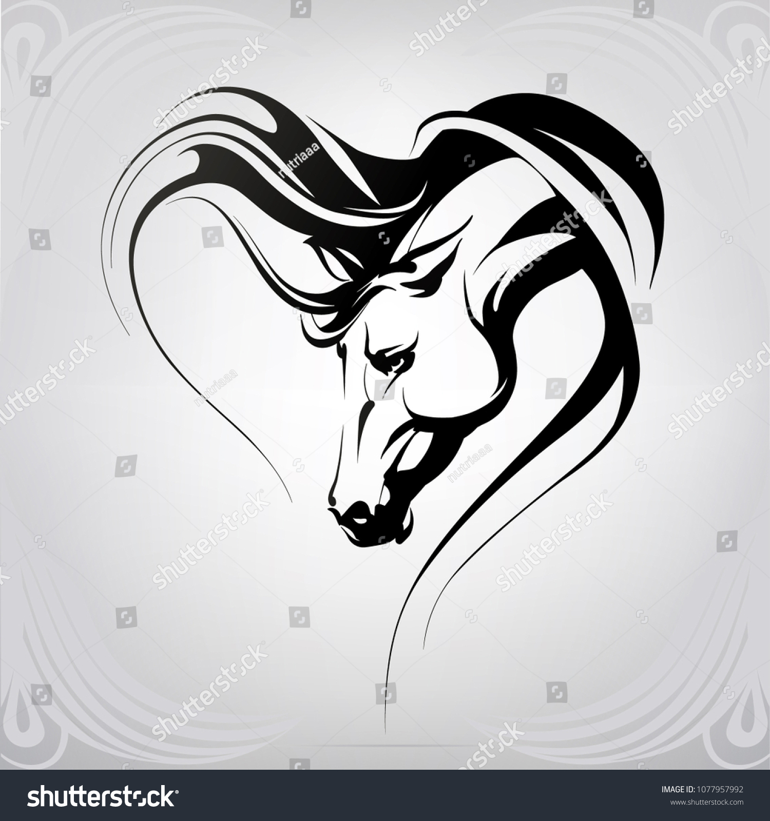 Vector Silhouette Horses Head Stock Vector (Royalty Free) 1077957992 ... Vector Silhouette Horses Head Stock Vector (Royalty Free) 1077957992 ...