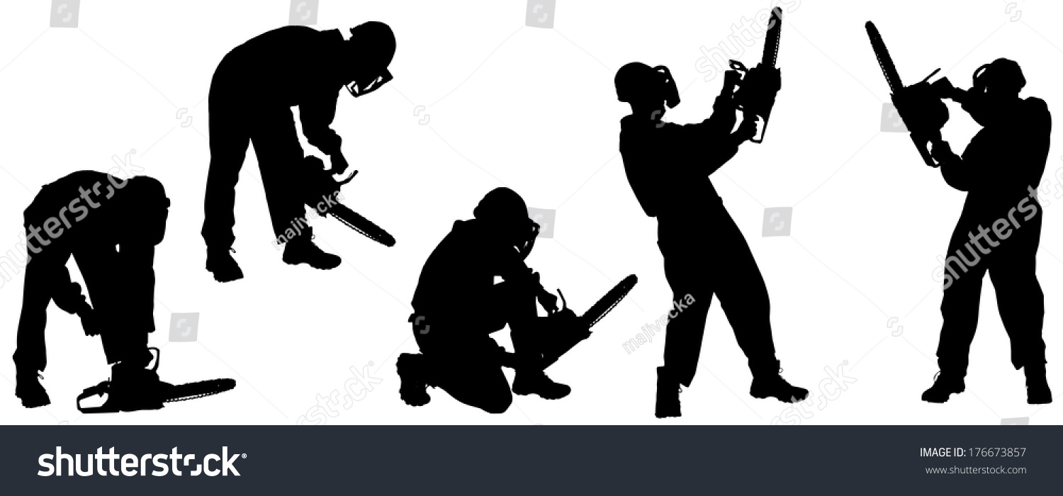 Vector Silhouettes Man Tools On White 스톡 벡터(로열티 프리) 176673857 ...