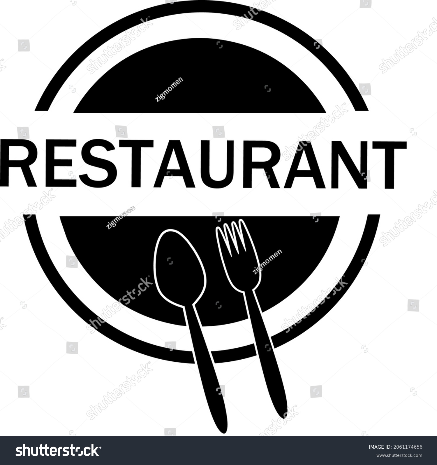 Vector Simple Black White Restaurant Logo Stock Vector (Royalty Free ...