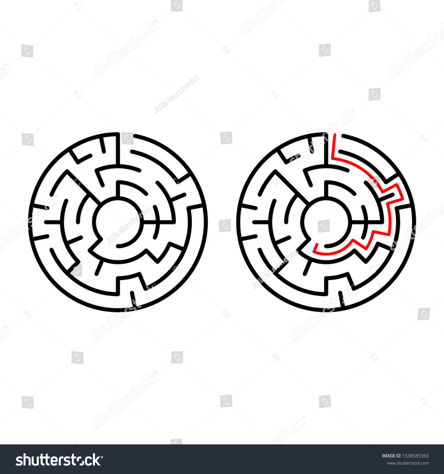 Vector Simple Black Maze Circle Solution: vector de stock (libre de ...