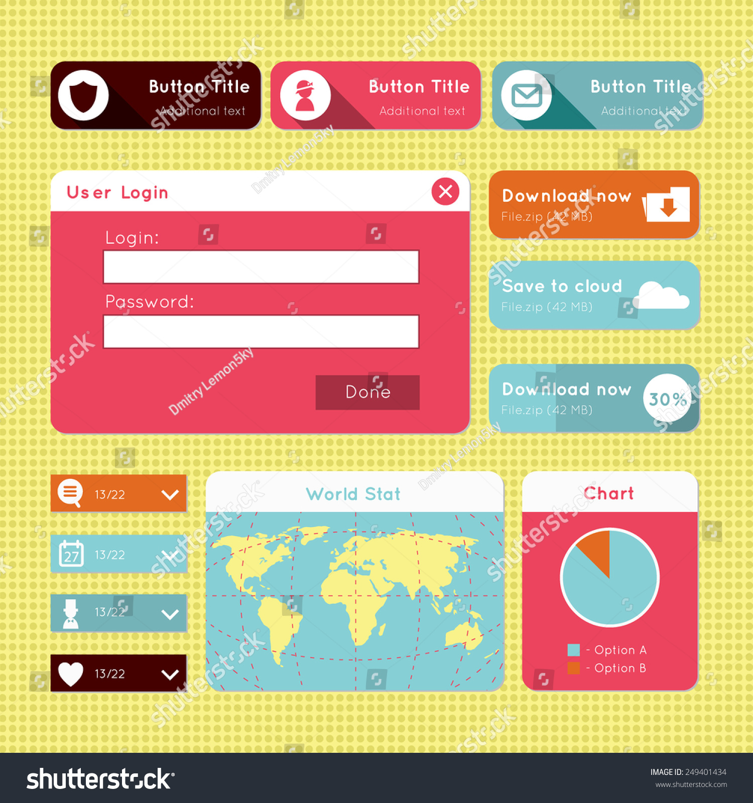Vector Simple Flat Modern Ui Design 스톡 벡터(로열티 프리) 249401434 | Shutterstock