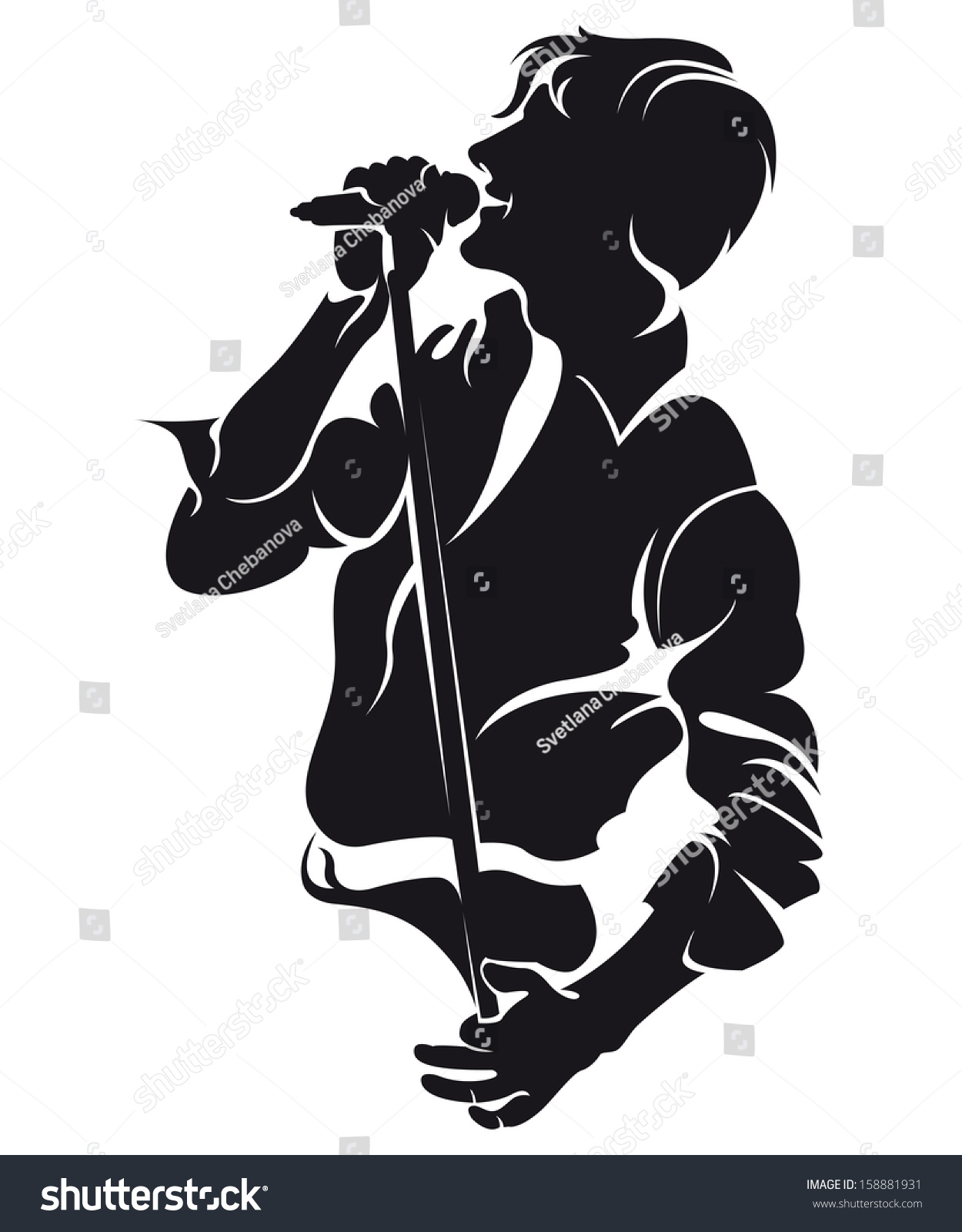Vector Singing Man Silhouette: vector de stock (libre de regalías ...