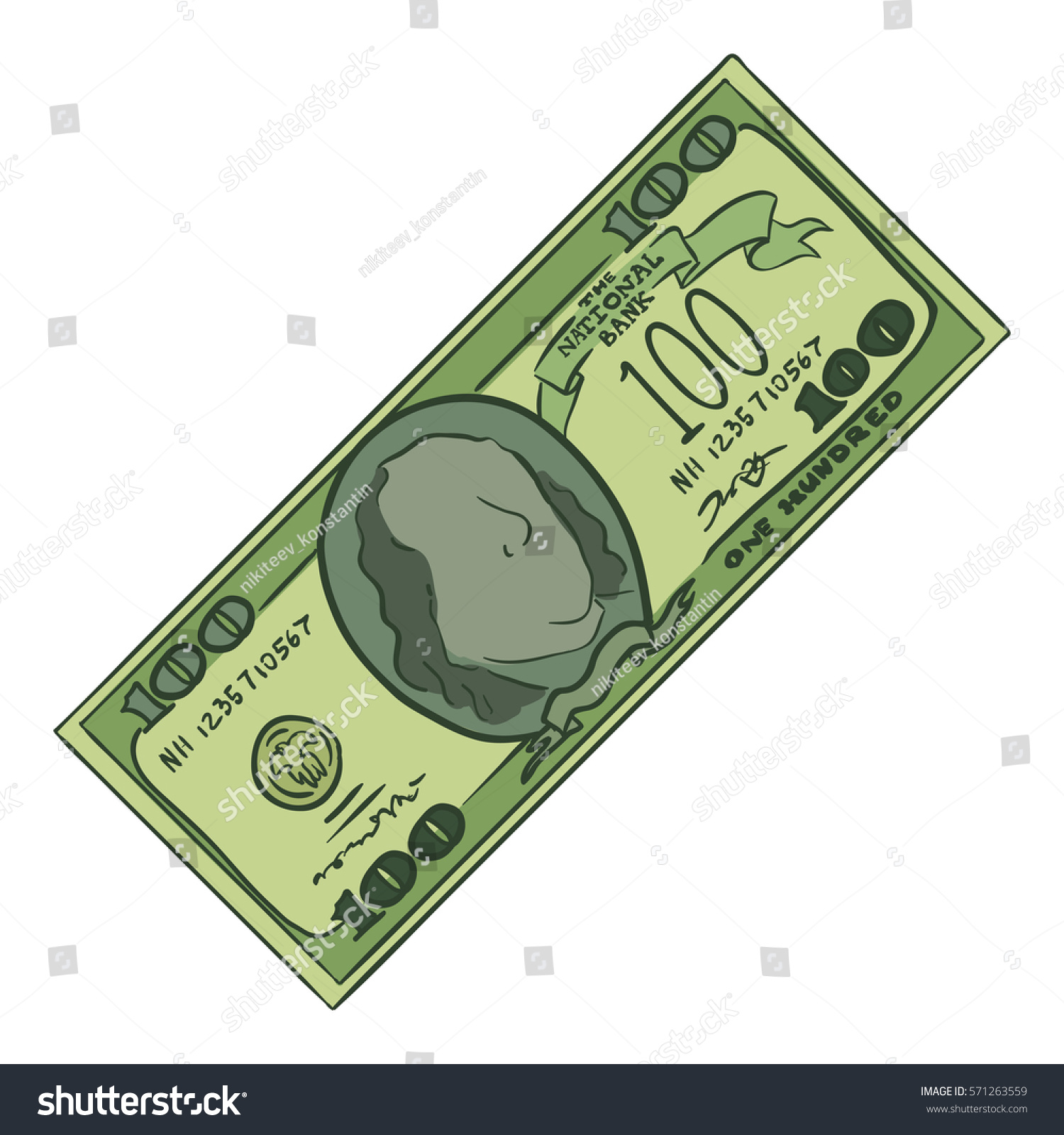 Vector Single Cartoon One Hundred Dollars Stock Vector (Royalty Free ...