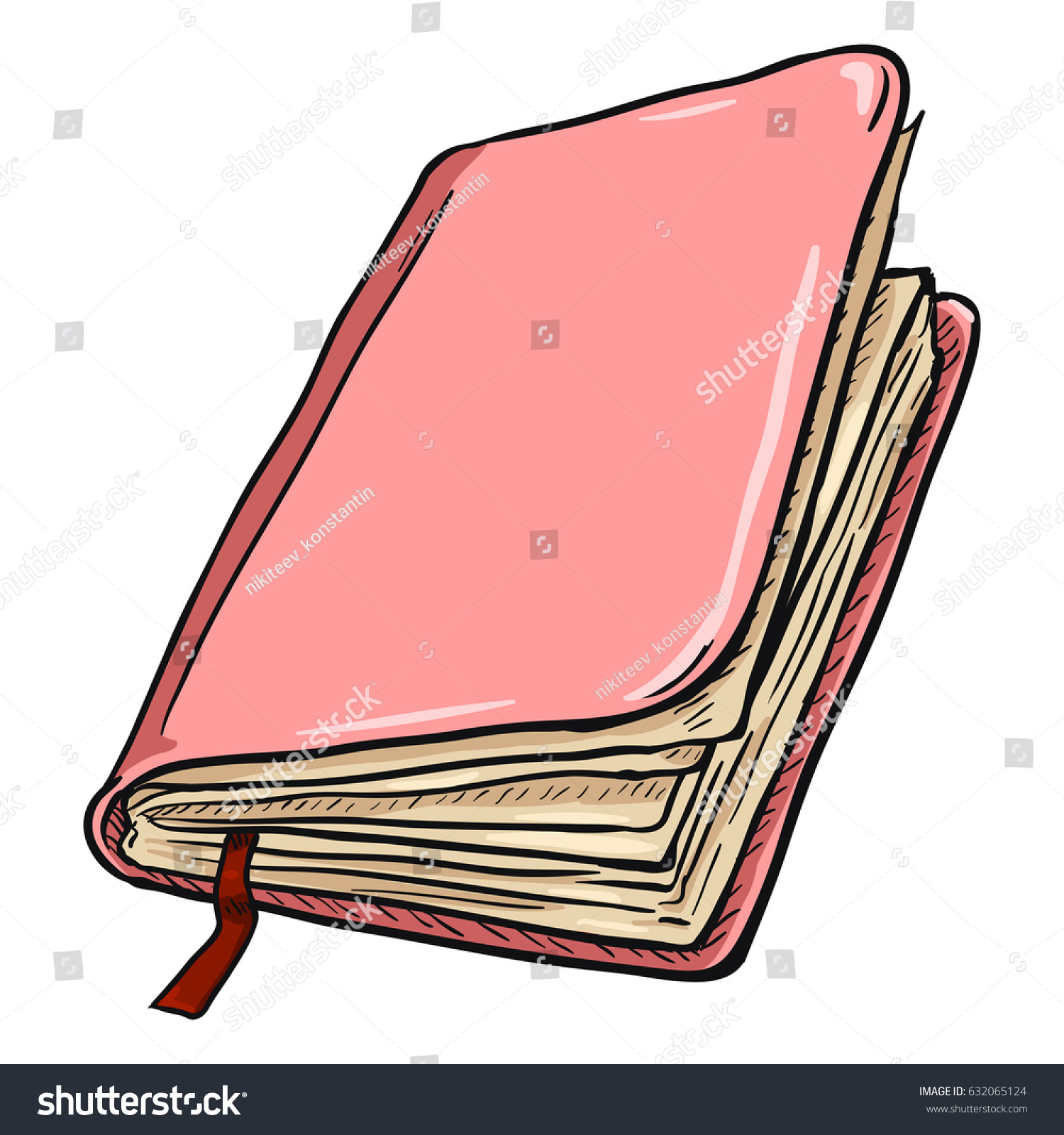 Vector Single Cartoon Pink Diary On Vector de stock (libre de regalías ...