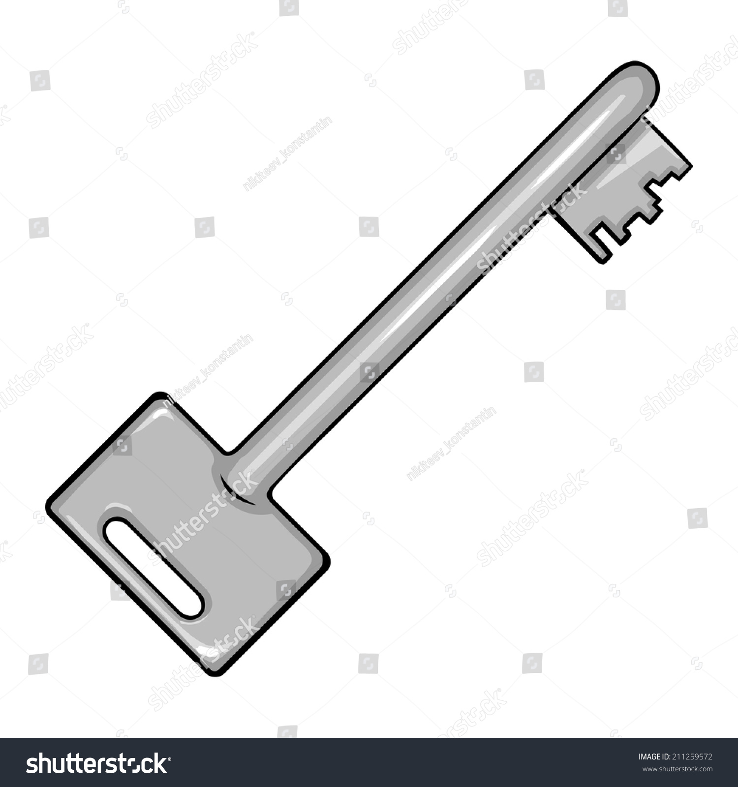 Vector Single Cartoon Silver Modern Key Stock Vector (Royalty Free ...