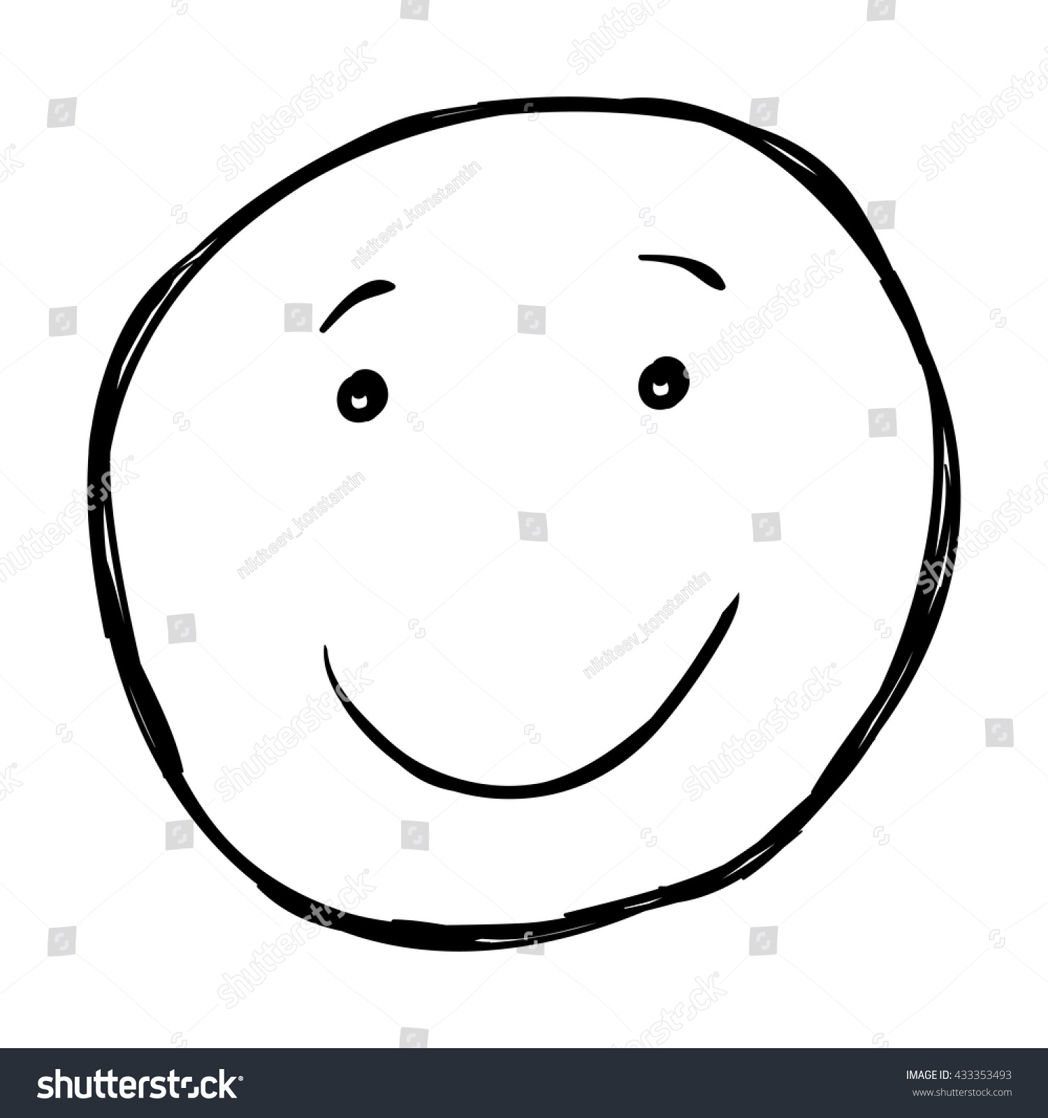 Vector Single Sketch Emoticon Smile Face Stock Vector (Royalty Free ...