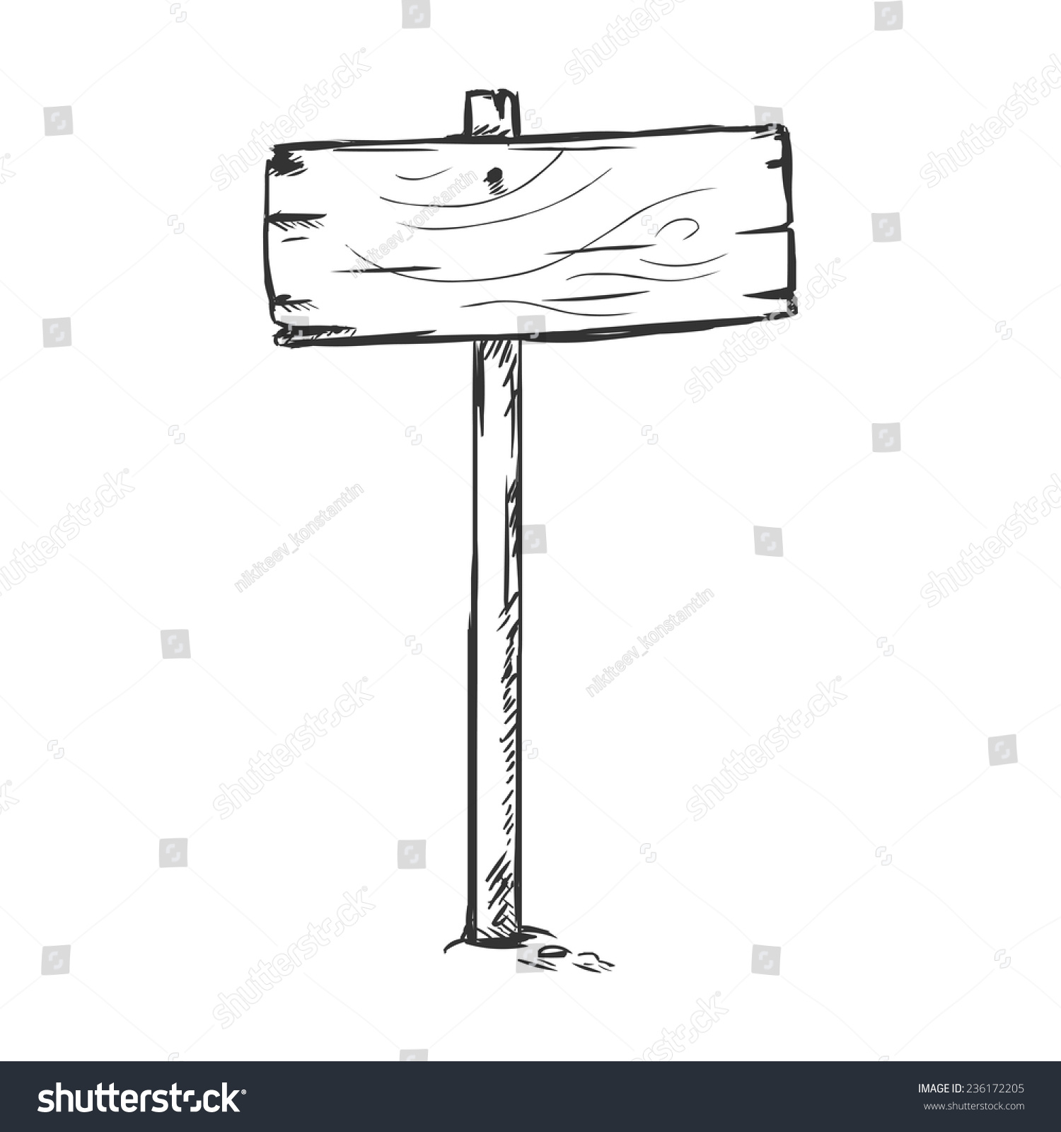 Vector Single Sketch Signpost Stock Vector (Royalty Free) 236172205