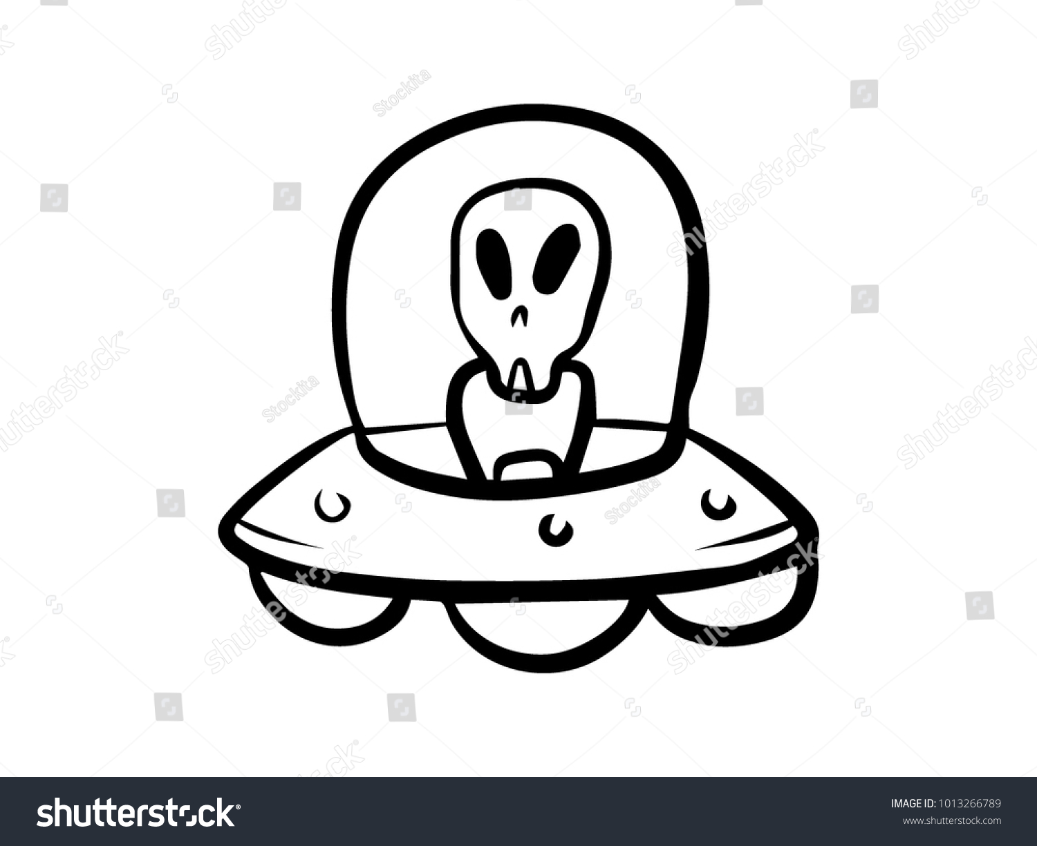 Vector Sketch Alien Spaceship Stock Vector (Royalty Free) 1013266789 ...