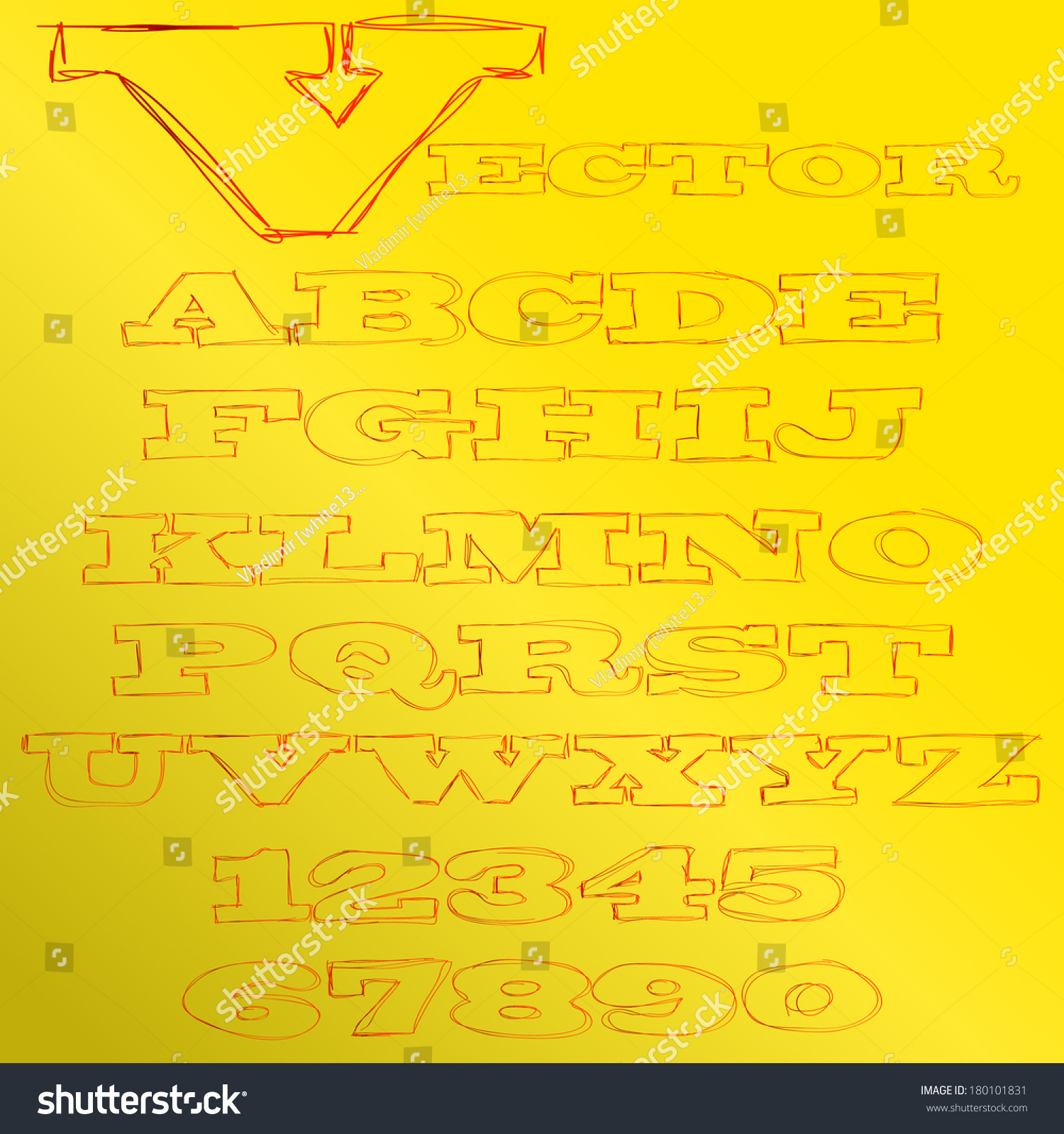 Vector Sketch Alphabet Bold Numbers Stock Vector (Royalty Free) 180101831