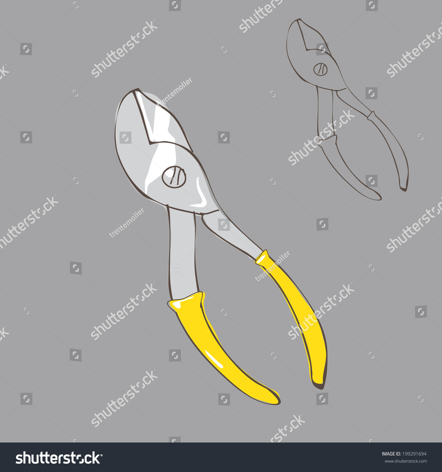 Vector Sketch Drawing Cutting Wire Cutter: เวกเตอร์สต็อก (ปลอดค่า ...