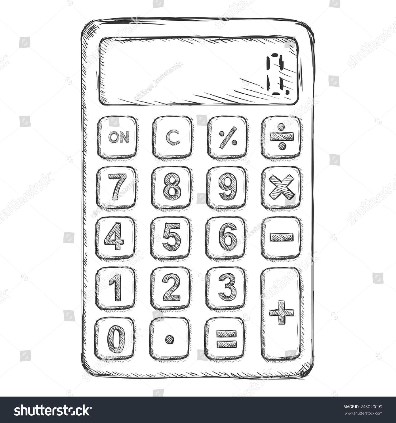 Vector Sketch Flat Calculator Stock Vector (Royalty Free) 245020099 ...