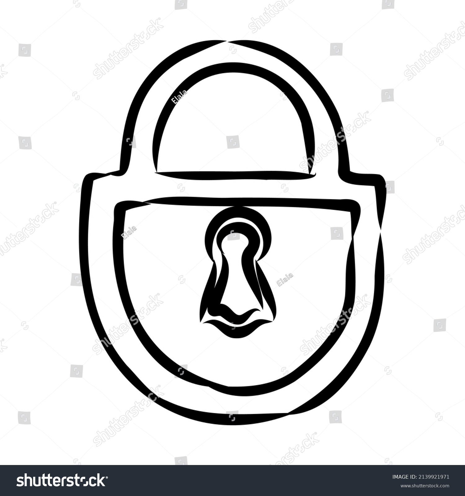 Vector Sketch Illustration Padlock Padlock Vector Stock Vector (Royalty ...