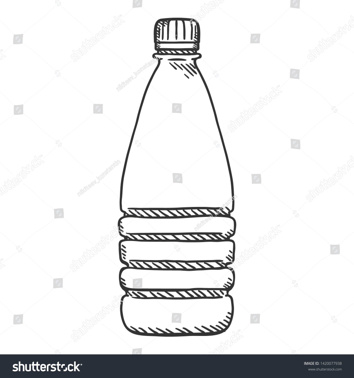 Vector Sketch Illustration Small Plastic Bottle Stock Vector (Royalty ...