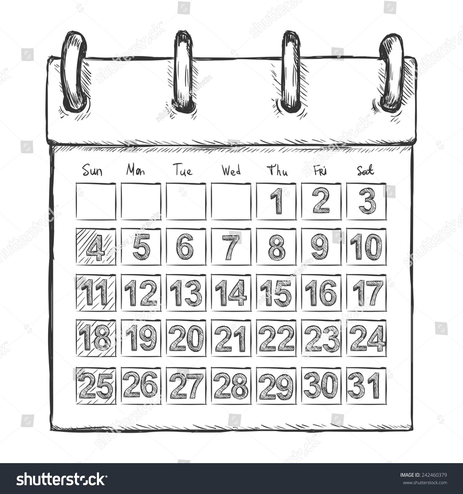 Vector Sketch Looseleaf Calendar Stock Vector (Royalty Free) 242460379 ...
