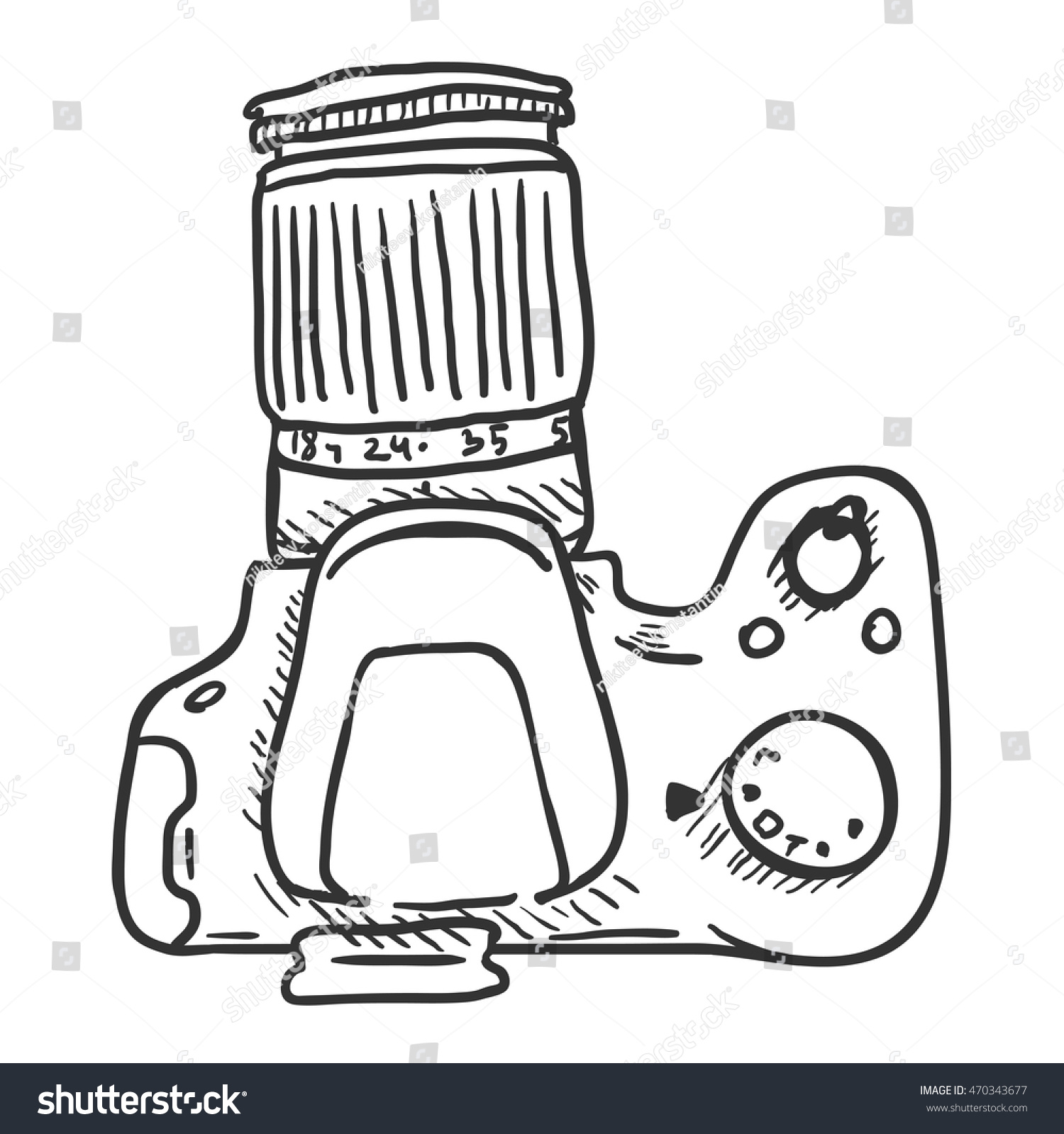 Vector Sketch Reflex Camera Big Lens Stock Vector (Royalty Free ...