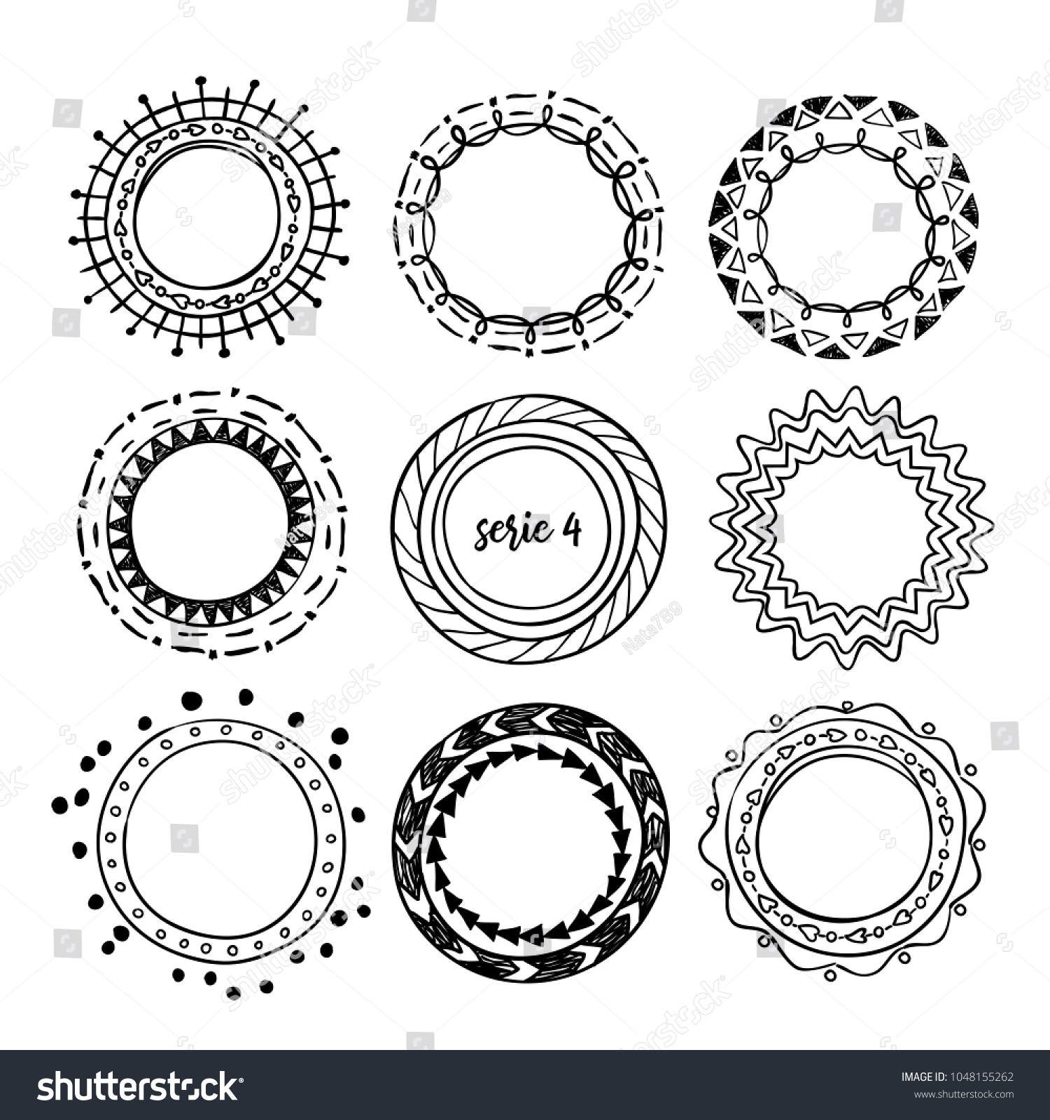 Vector Sketch Round Frames Fourth Set 스톡 벡터(로열티 프리) 1048155262 ...