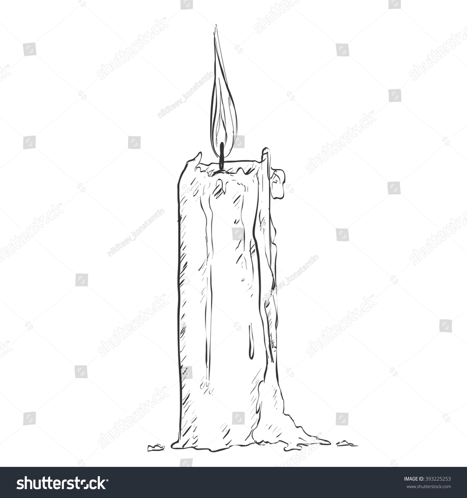 Vector Sketch Single Candle Stock Vector (Royalty Free) 393225253 ...