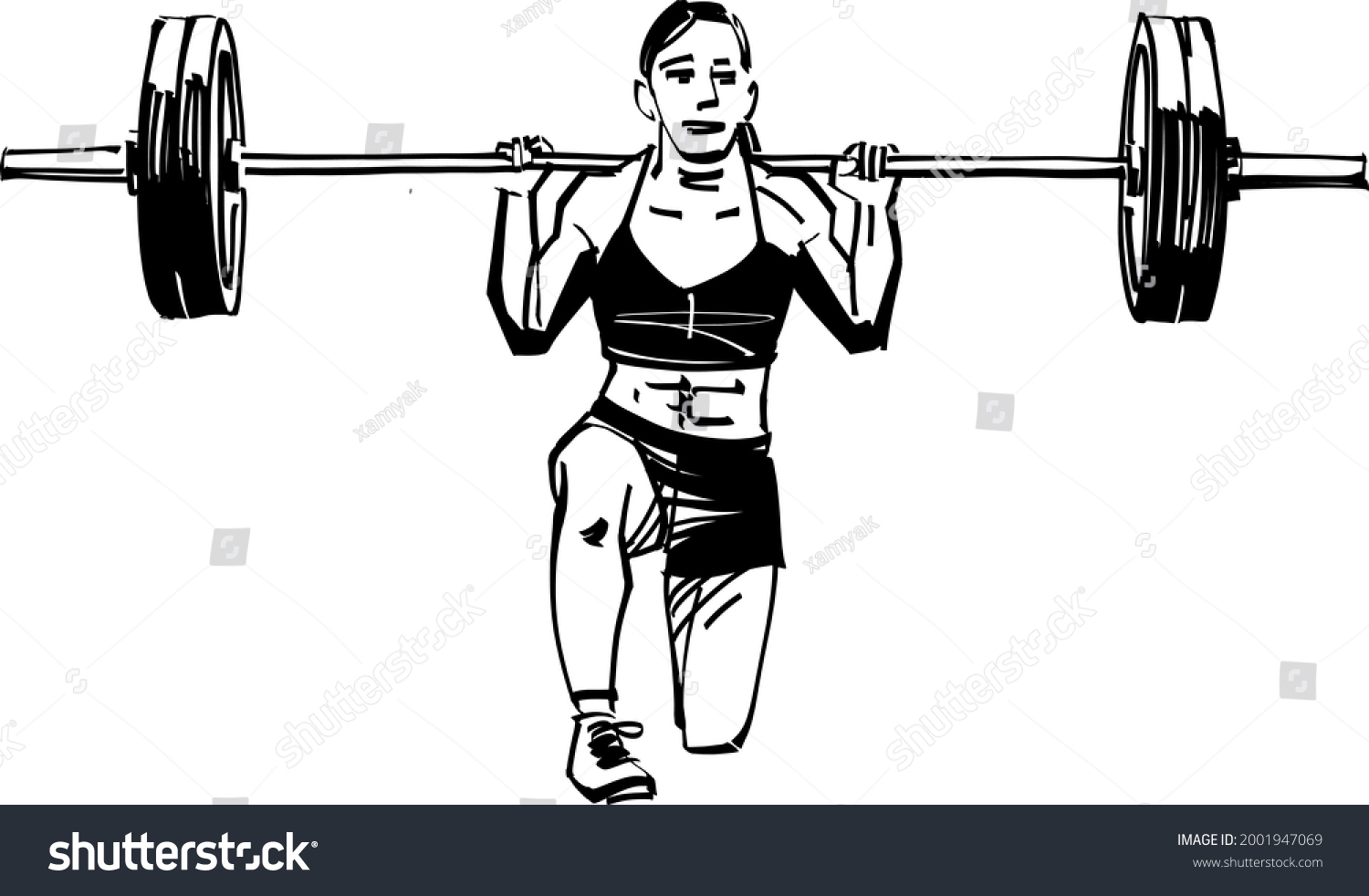 Vector Sketch Person Lifting Weights Stock Vector (Royalty Free) 2001947069