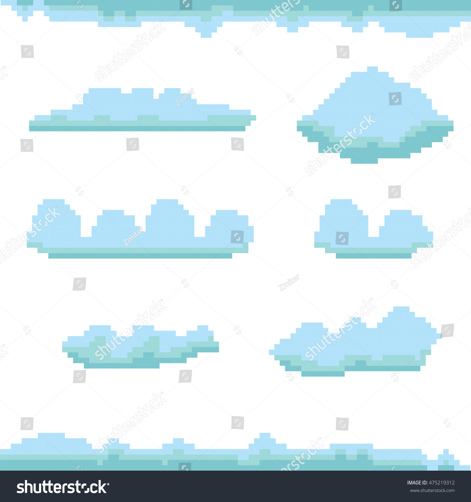 Vector Sky Clouds Pixel Art Background 스톡 벡터(로열티 프리) 475219312 ...