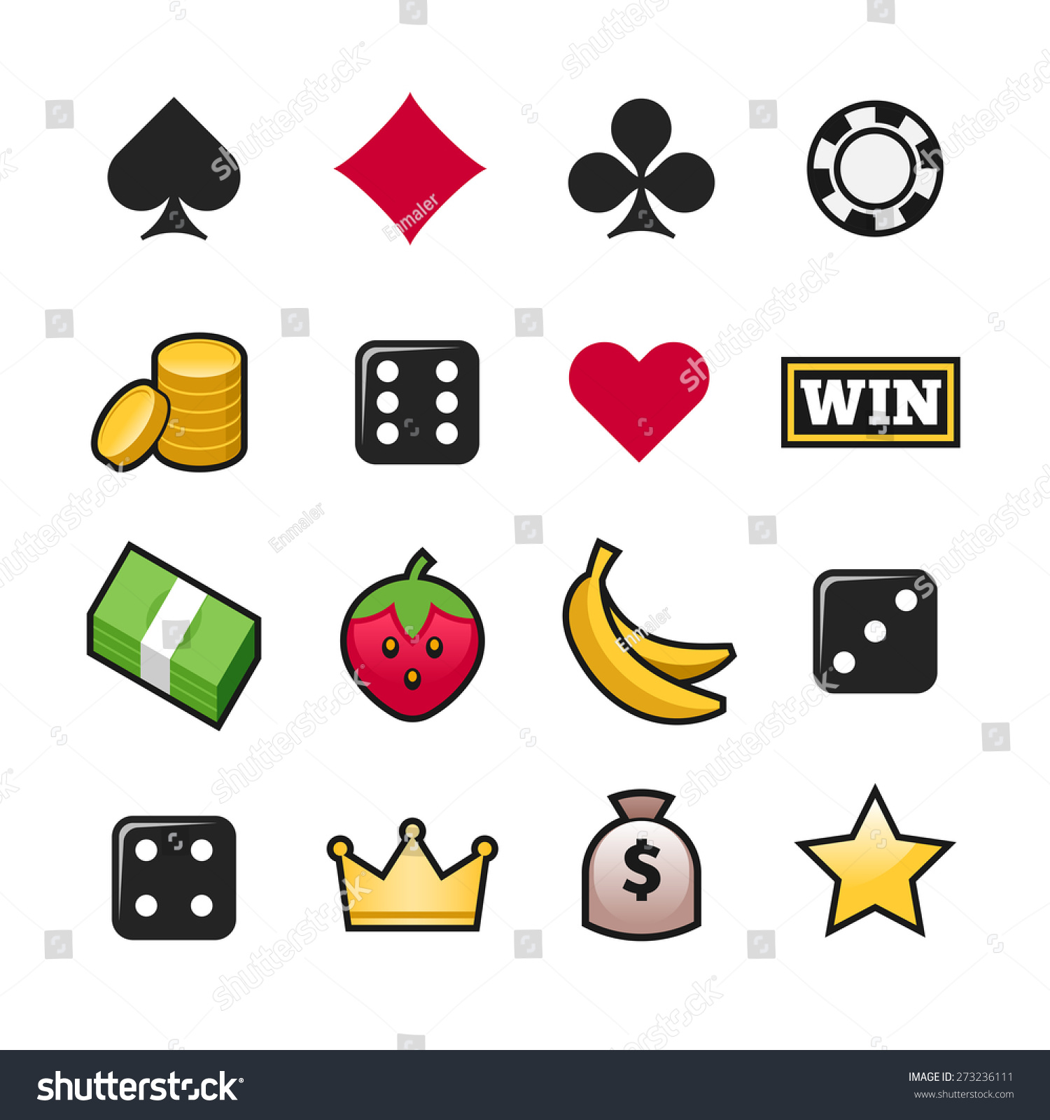Vector Slot Machine Symbols Set Part Stock Vector (Royalty Free ...
