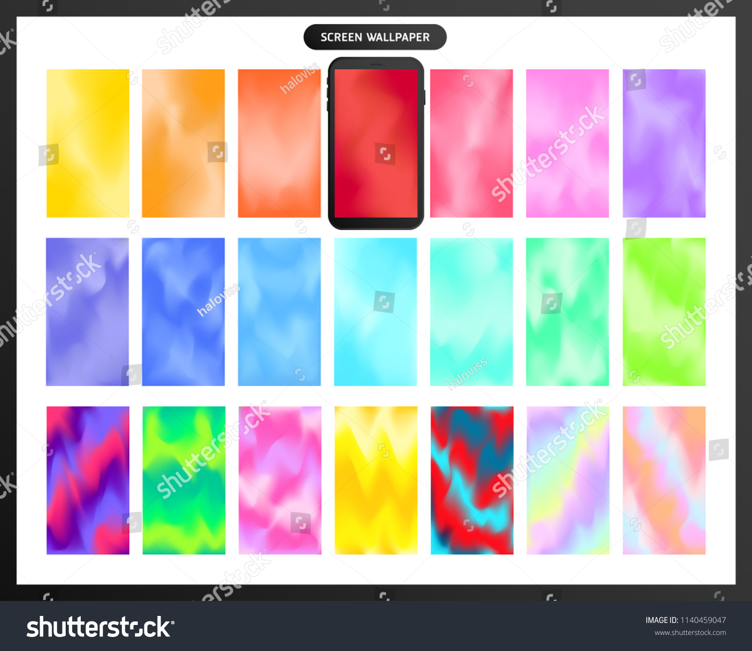 Vector Smartphone Gradient Screen Wallpaper Template Stock Vector ...