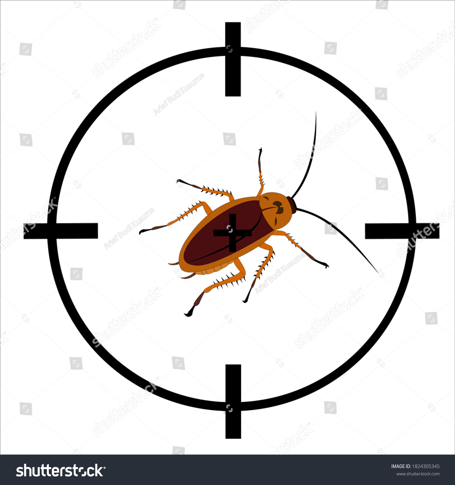 Vector Sniper Target Kill Cockroach Pests 库存矢量图(免版税)1824305345 Shutterstock