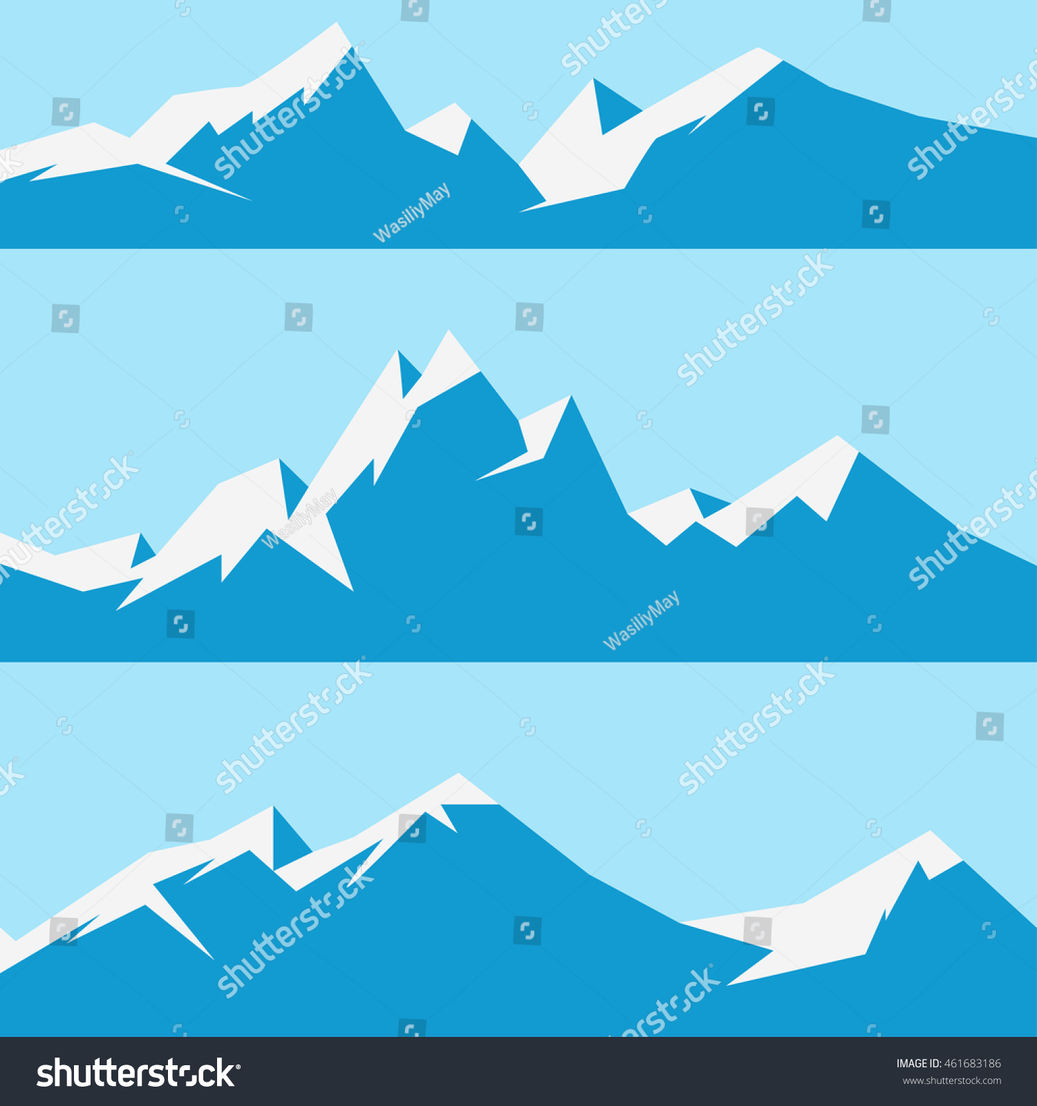 Vector Snowy Mountains Set Winter Alps Stock Vector (Royalty Free ...