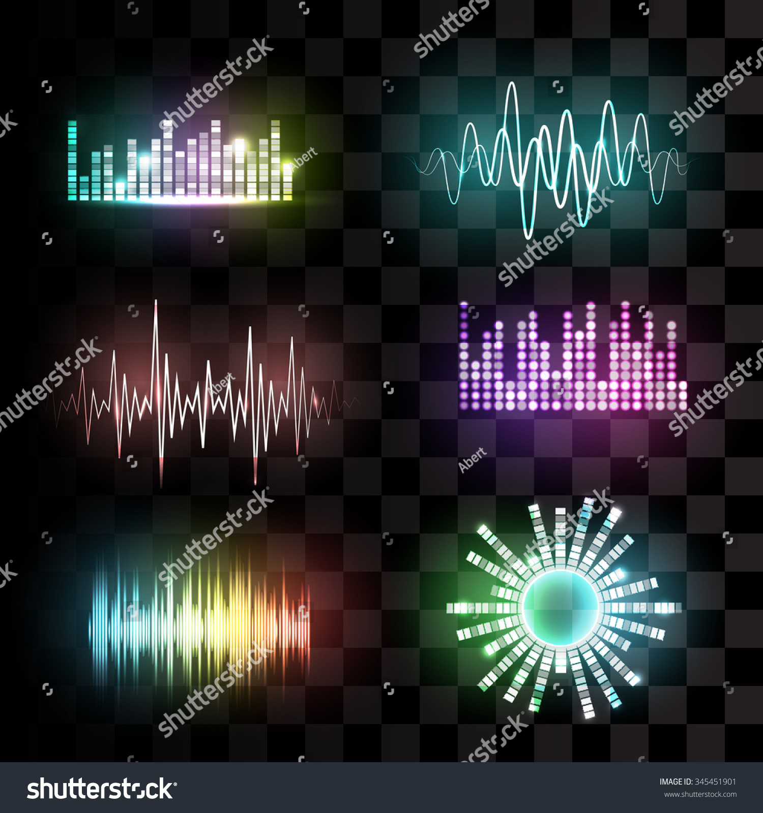 Vector Sound Waves Set On Transparent Stock Vector (Royalty Free ...